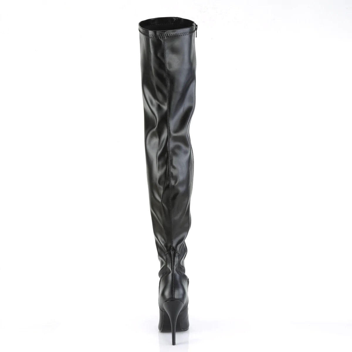 Ladies 5 Inch Heel Thigh High Stiletto Heel Boots Black PU Leather Size ...