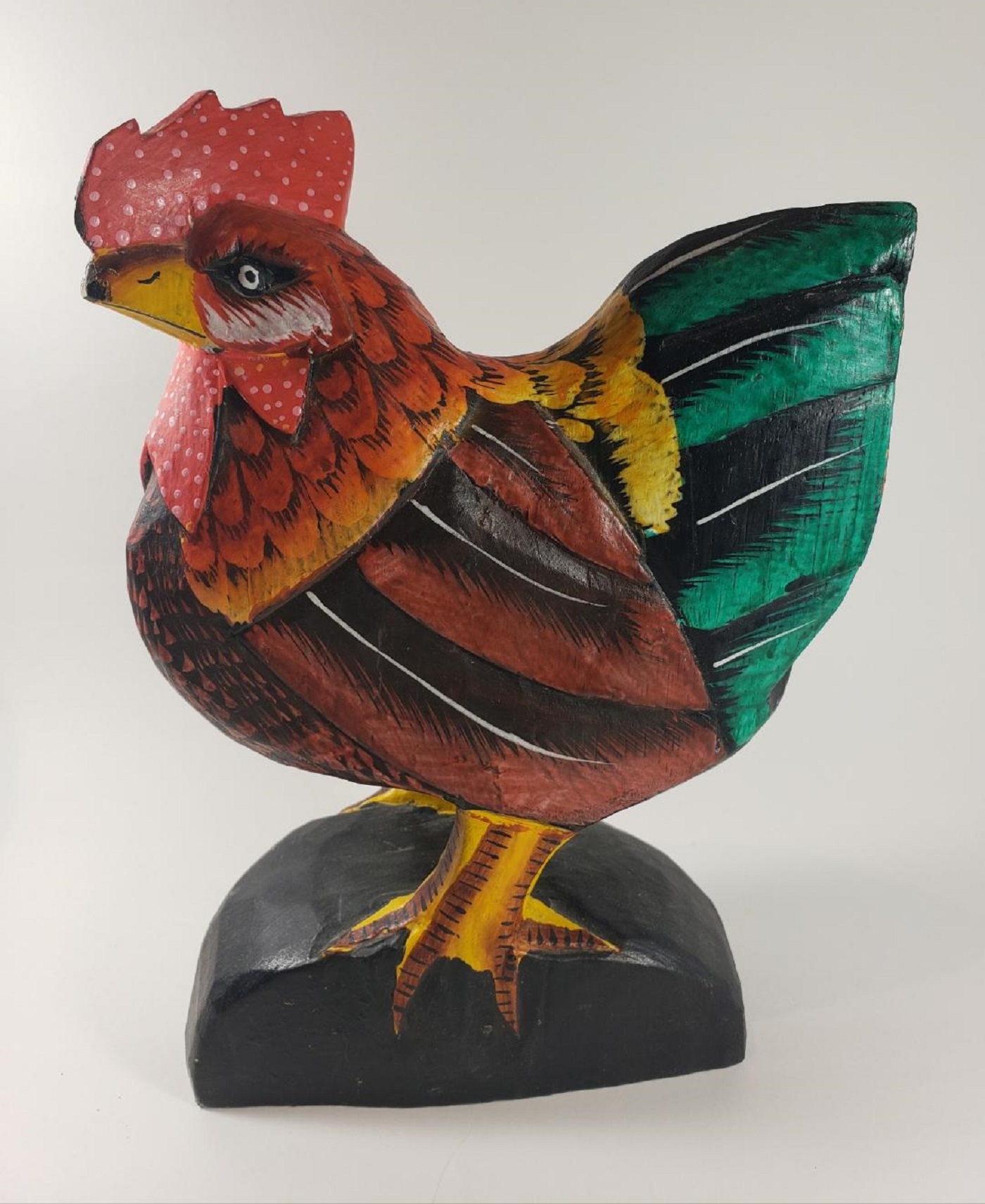 Hand Carved, Hand Painted Wooden Rooster 9.5" Tall | Property Room