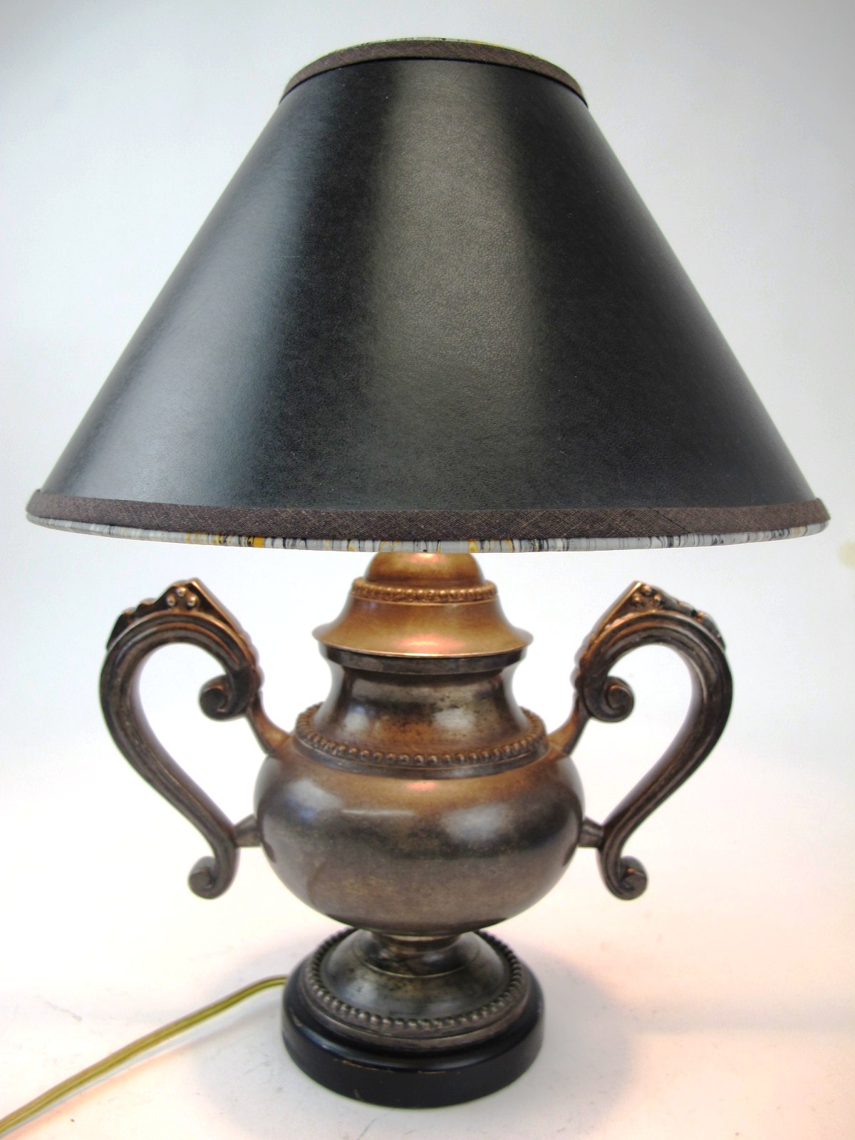 Vintage Pewter Table Lamp with Love Handles On a Wooden Base | Property ...