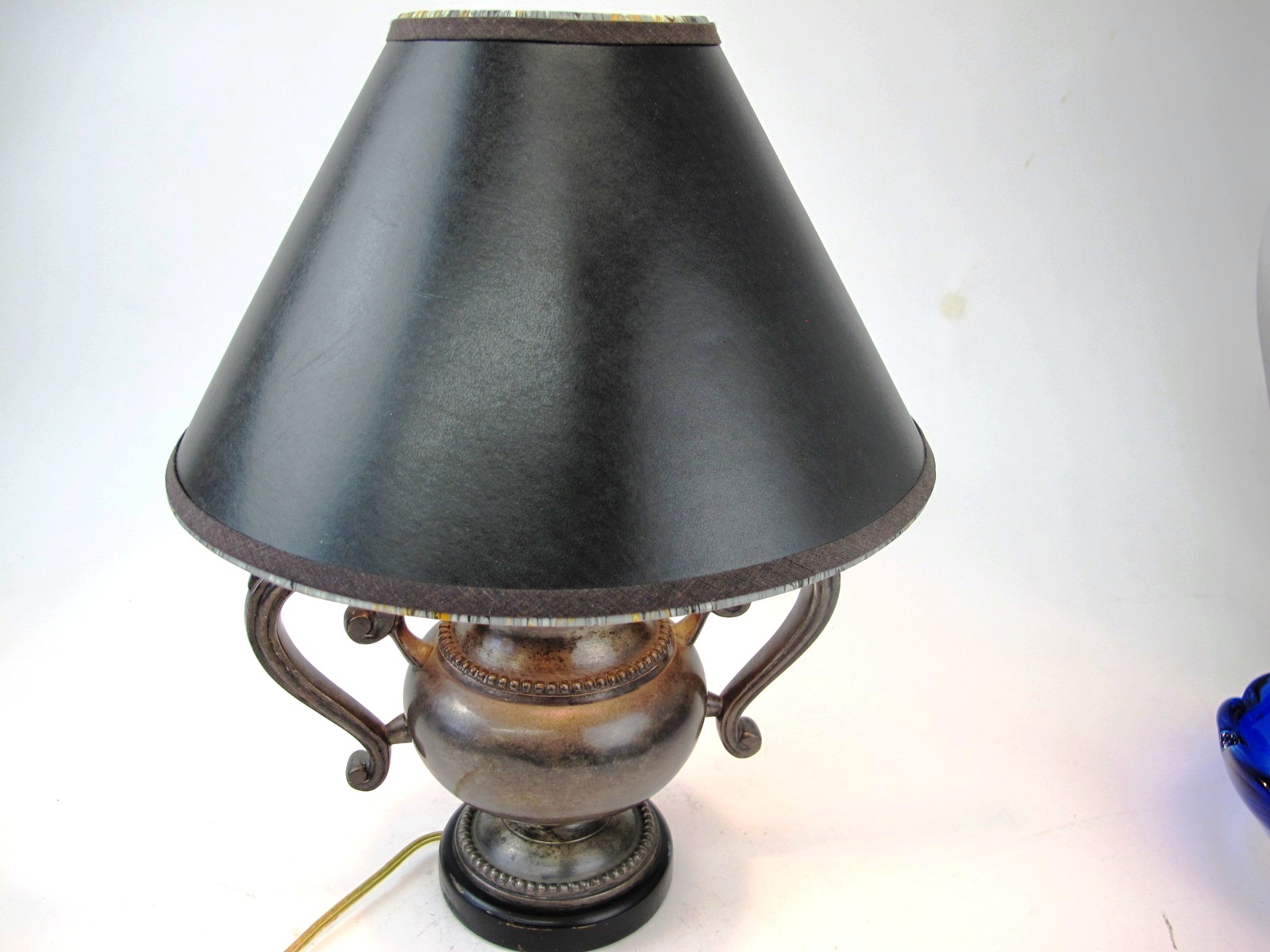 Vintage Pewter Table Lamp with Love Handles On a Wooden Base | Property ...