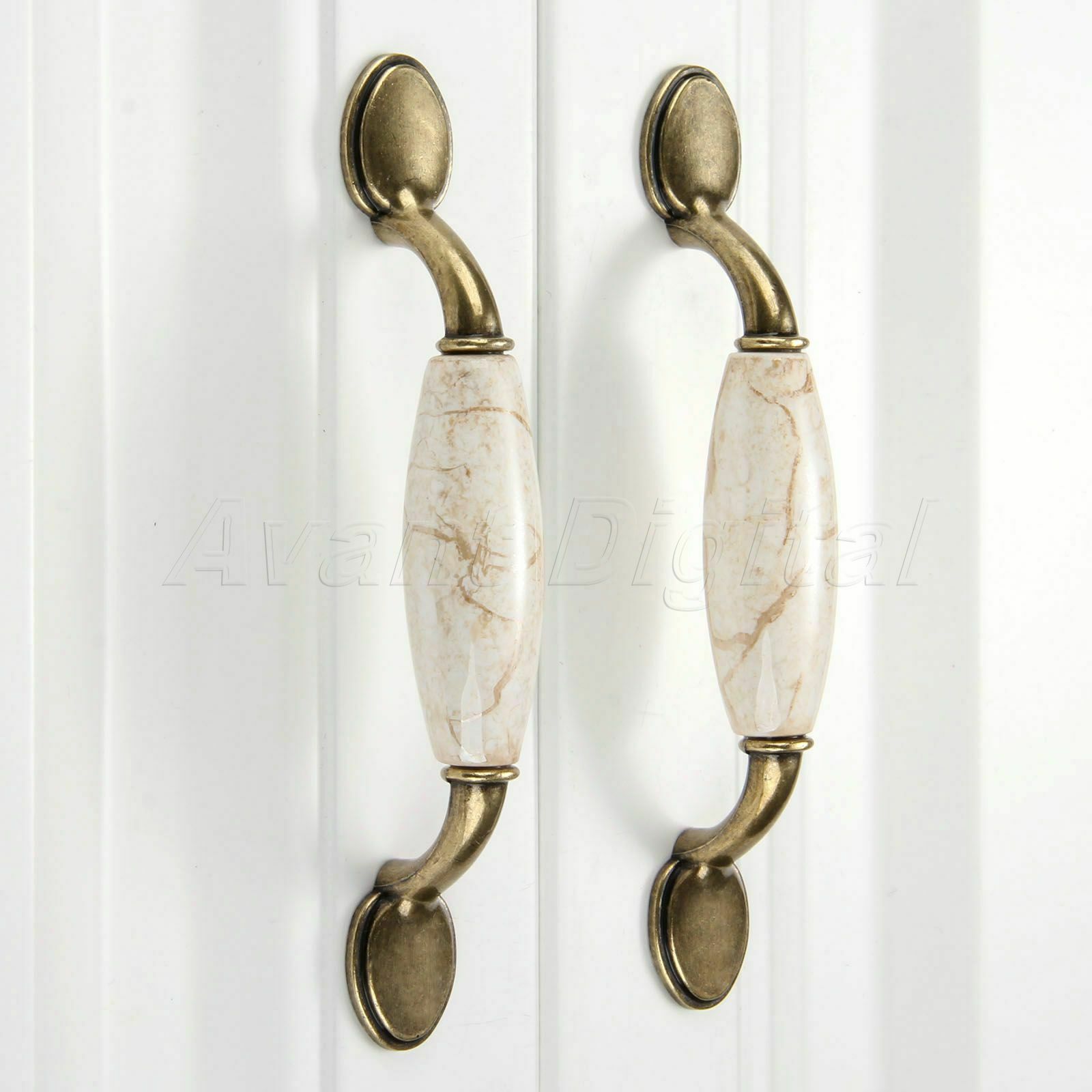 Vintage Looking Ceramic Marble Vein Cabinet Door Handles - 40 Pcs ...