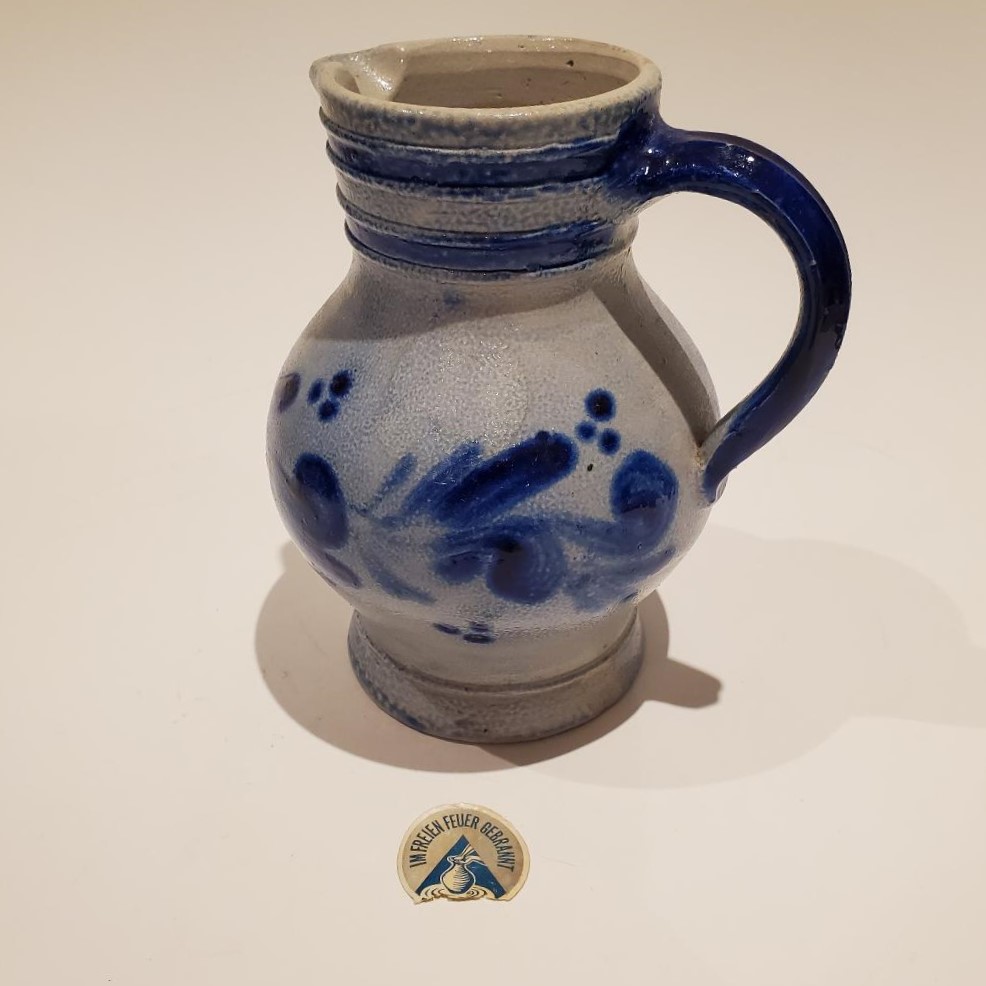 German Salt Glaze Pitcher Jug Cobalt Blue Imfreien Feuer Gebrannt ...