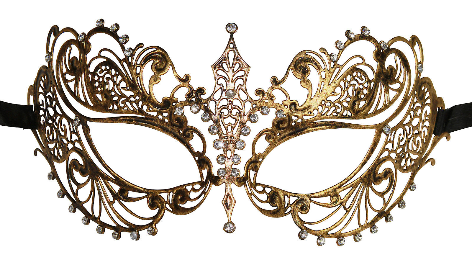 Elegant Floral Vintage Gold Laser Cut Masquerade Mask with Clear ...