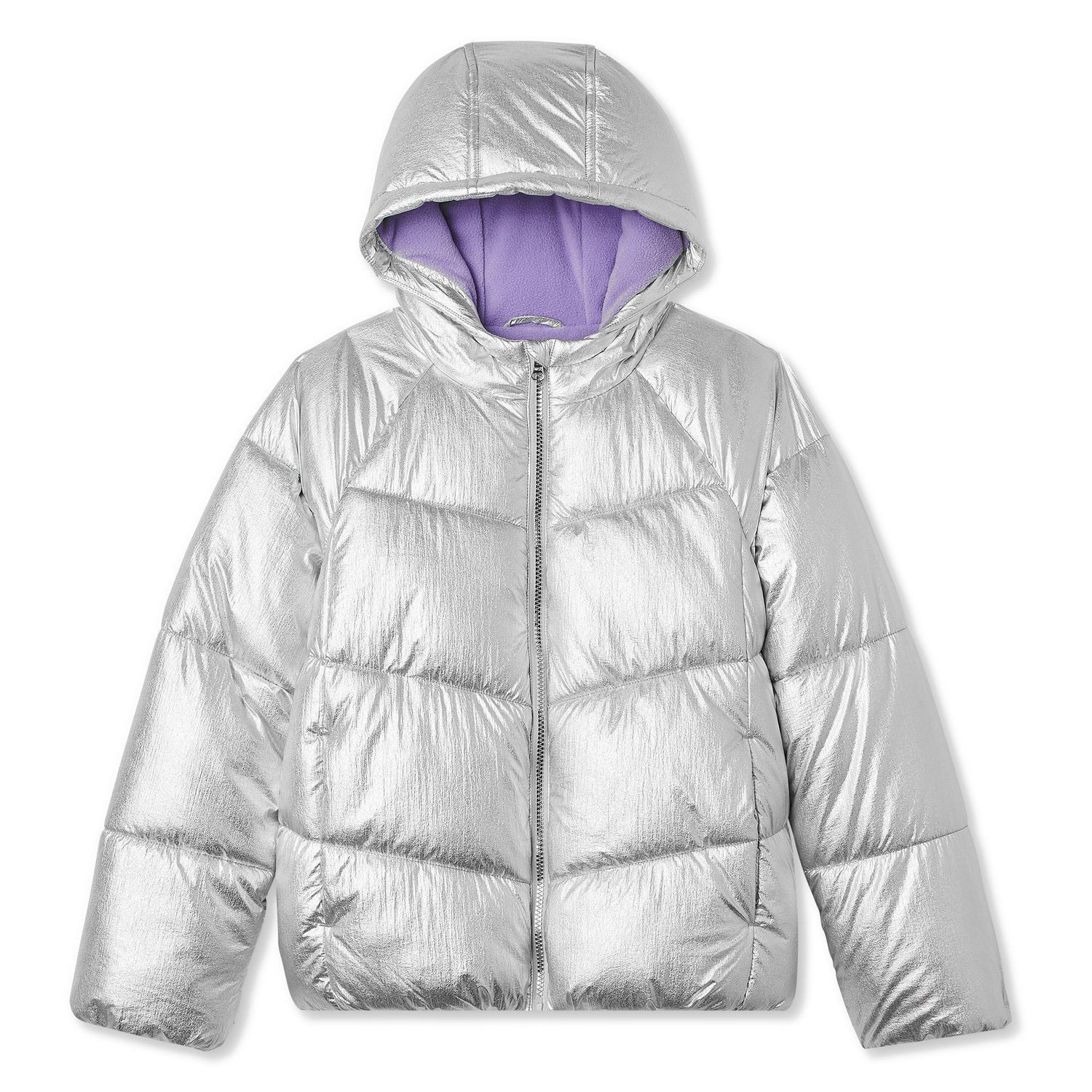 George Girls' Short Hooded Metallic Puffer Jacket Size XL 14/16 ...