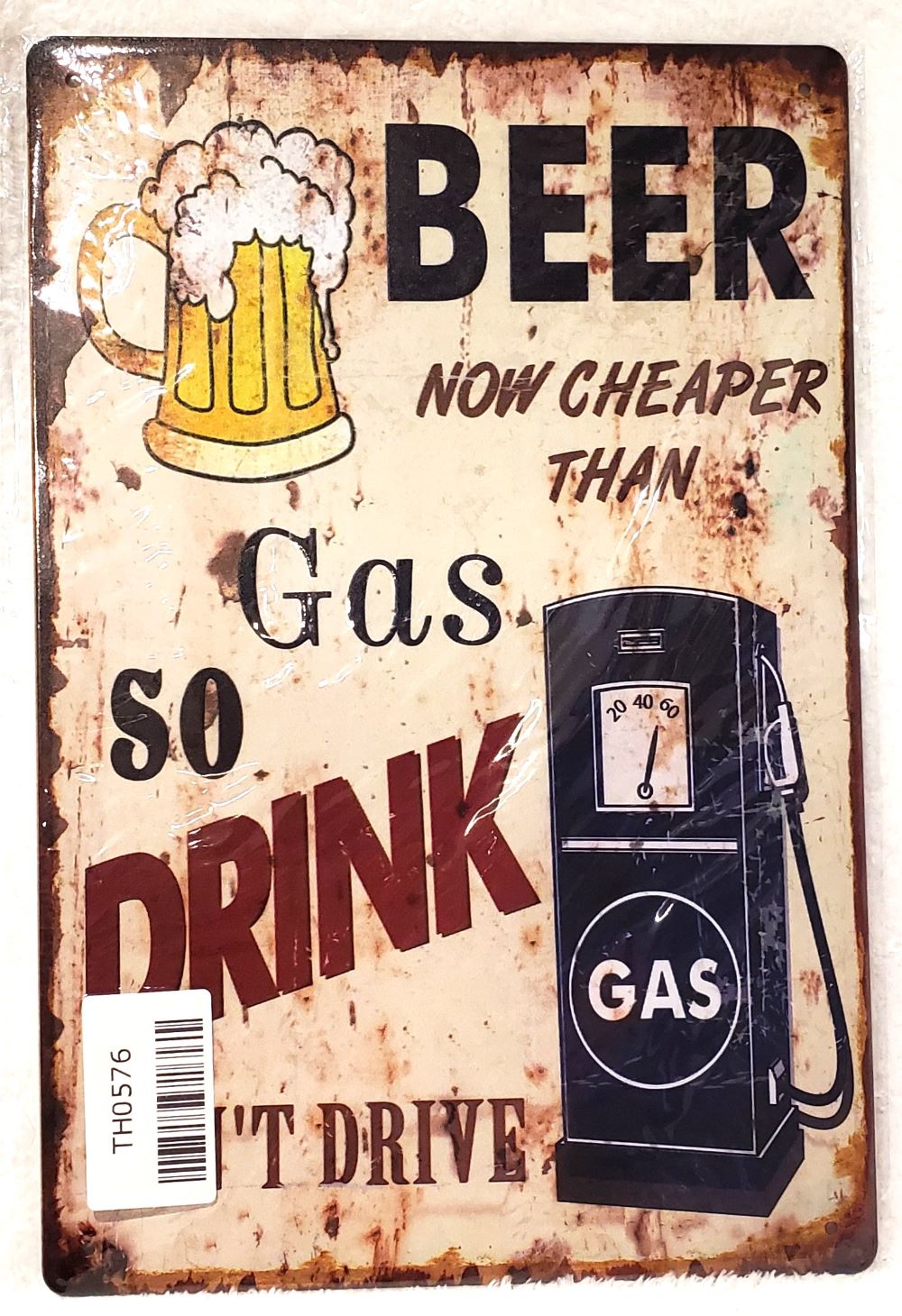 Vintage Looking Beer Is Cheaper Than Gas Metal Sign 8" x 12" | Property ...