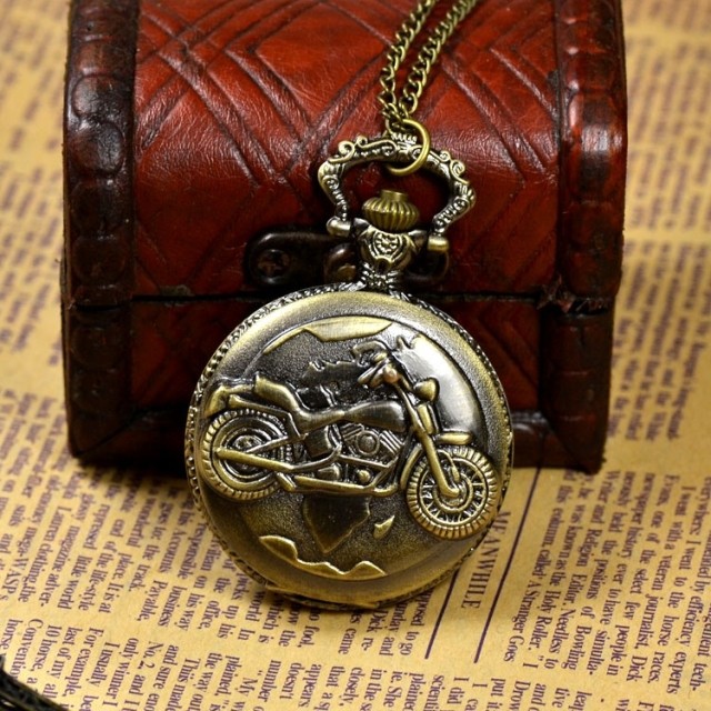 Classic Bronze Tone Motorcycle Pocket Watch | Property Room