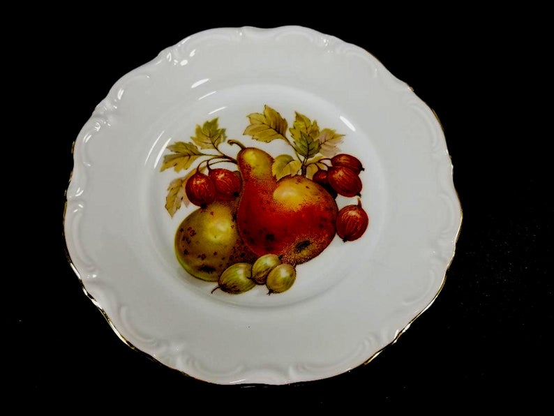 Vintage Winterling Dessert Salad Plates Hand Painted Fruit Made in West ...