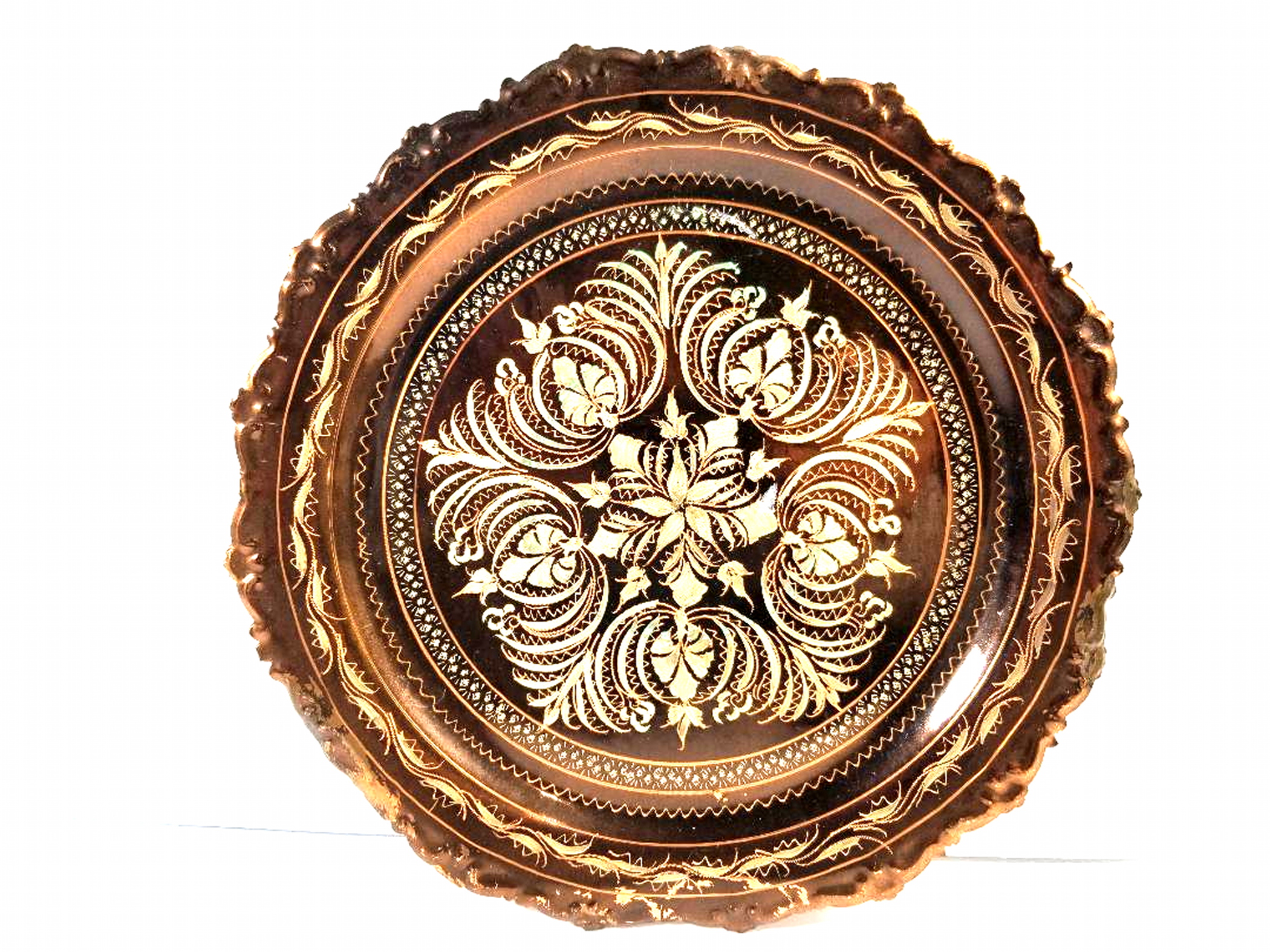 Vintage Handcrafted Etched Copper Plate by Gulistan Turkey | Property Room