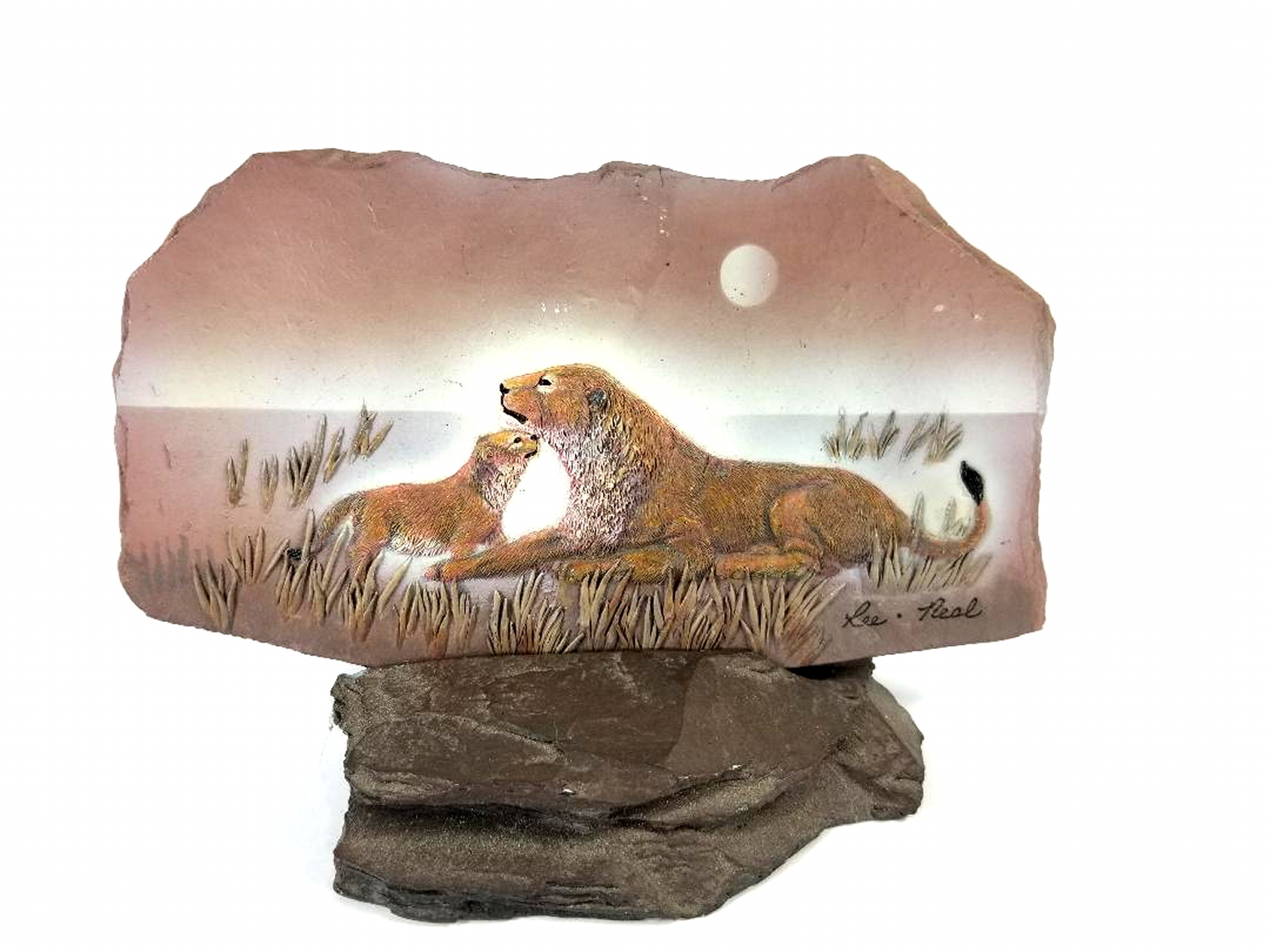 Hand Painted Lioness - Reflections of Bay Life Arts Rock | Property Room