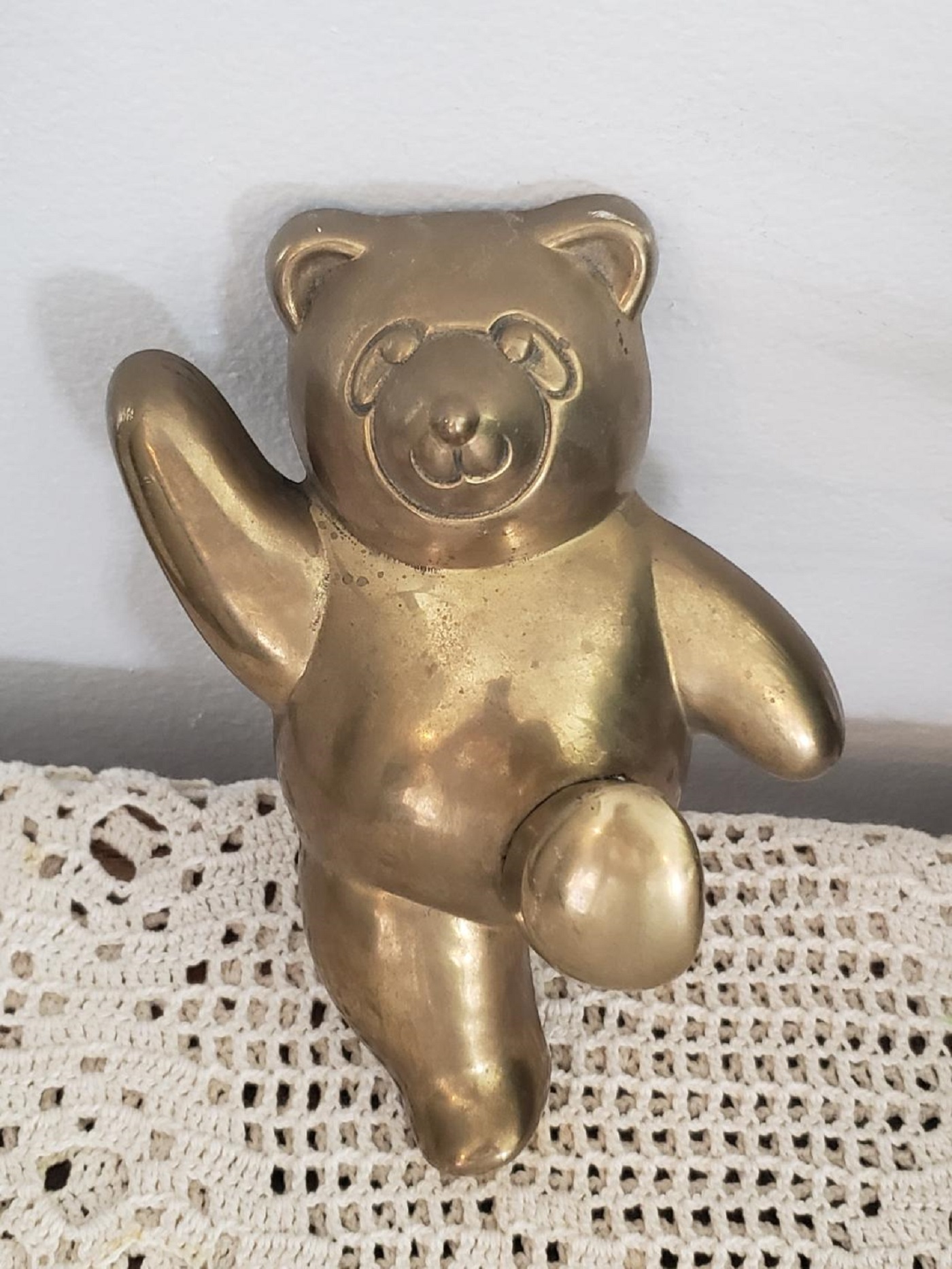 VTG Solid Brass Teddy Bear Wall Hanging | Property Room