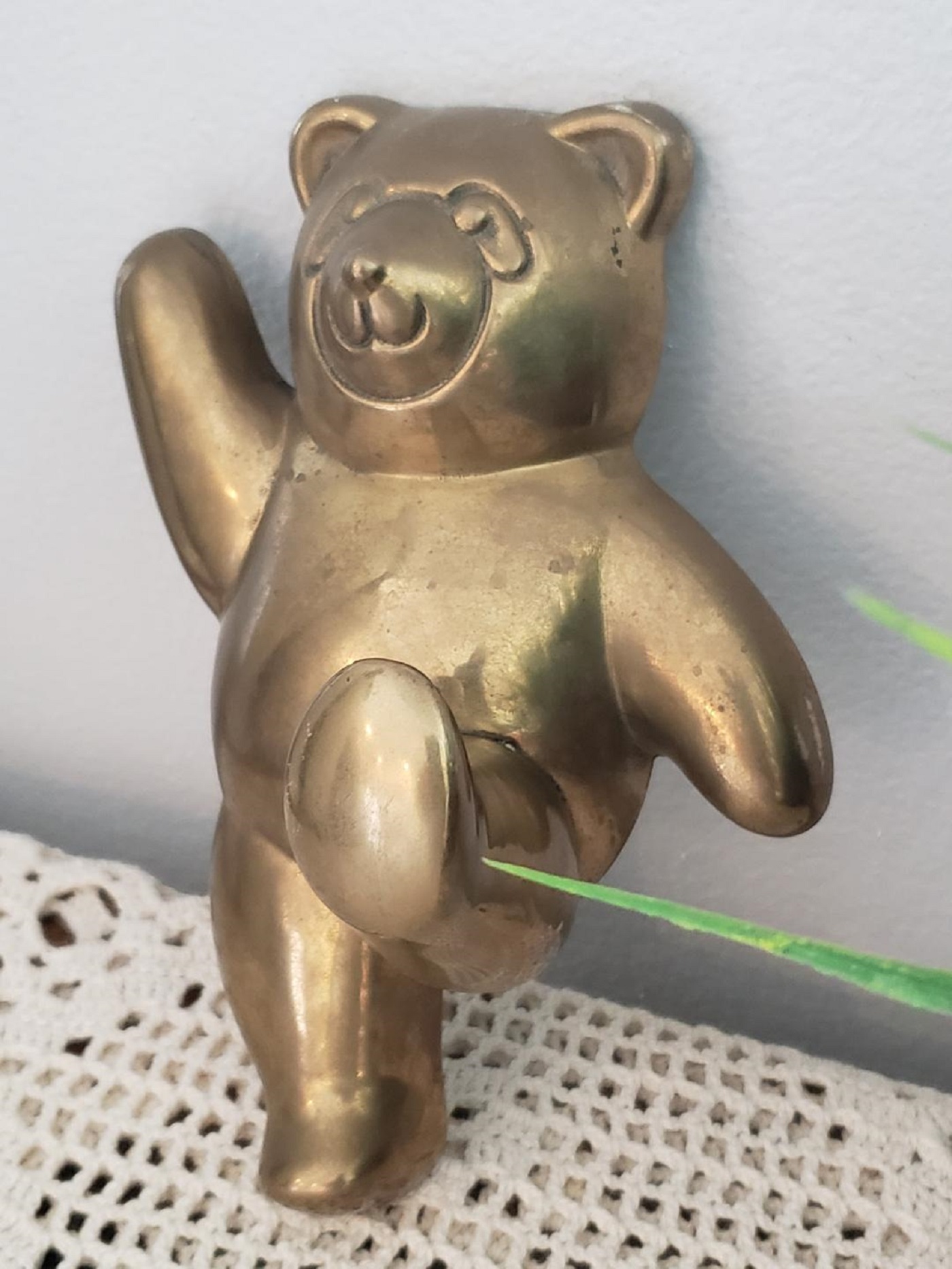 VTG Solid Brass Teddy Bear Wall Hanging | Property Room