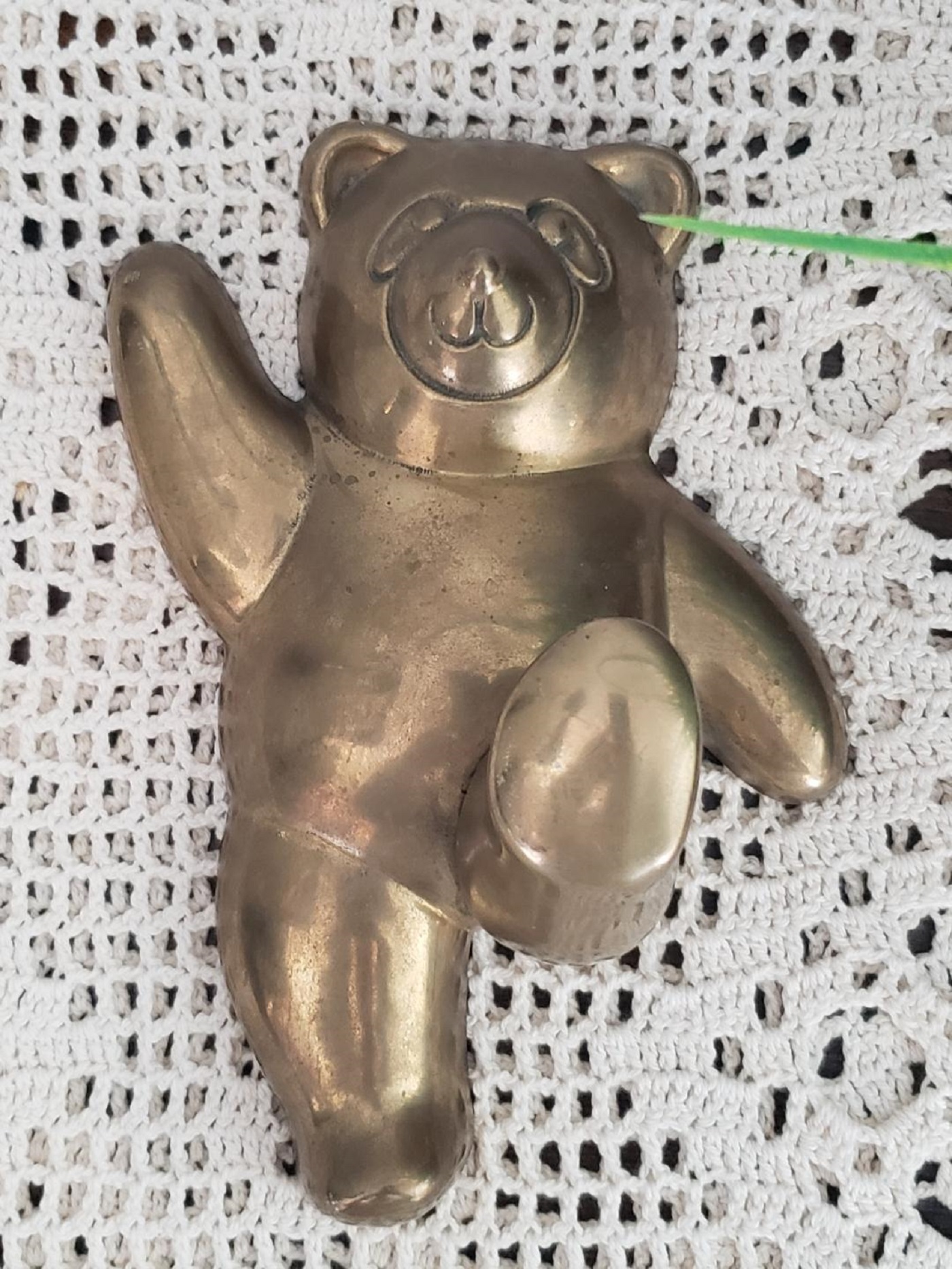 VTG Solid Brass Teddy Bear Wall Hanging | Property Room