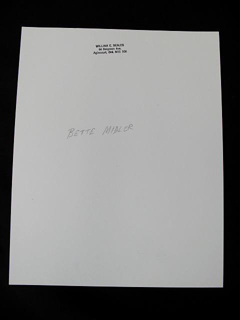 Signed Photograph of Bette Midler | Property Room