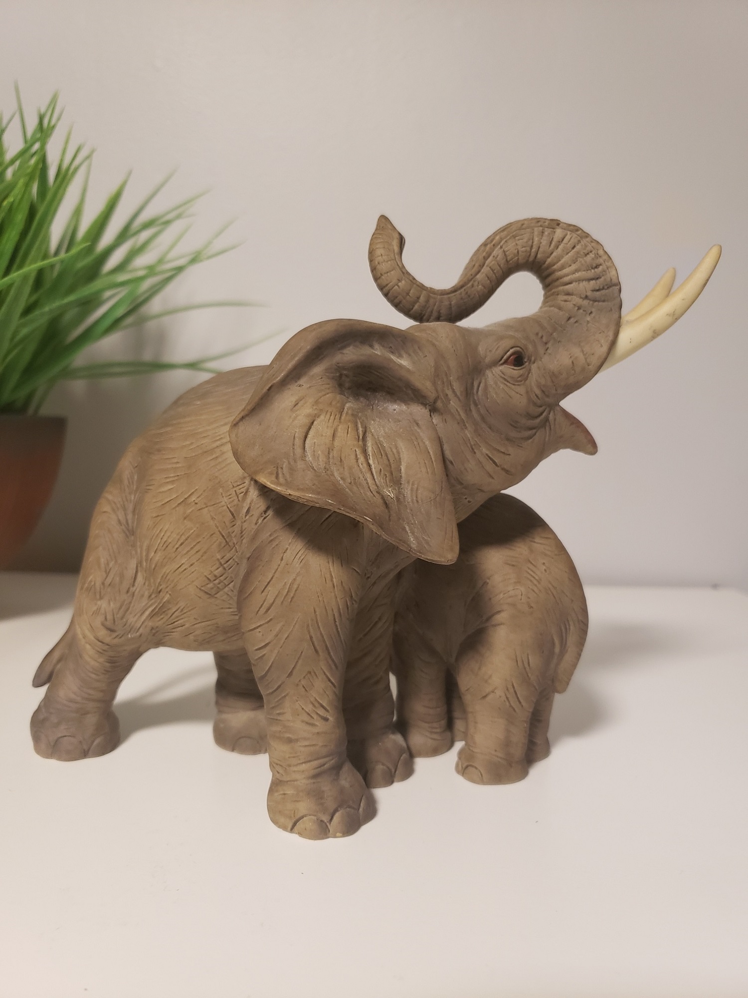 Vintage Andrea by Sadek 7870 Ceramic Trunk Up Mother & Calf Elephant ...