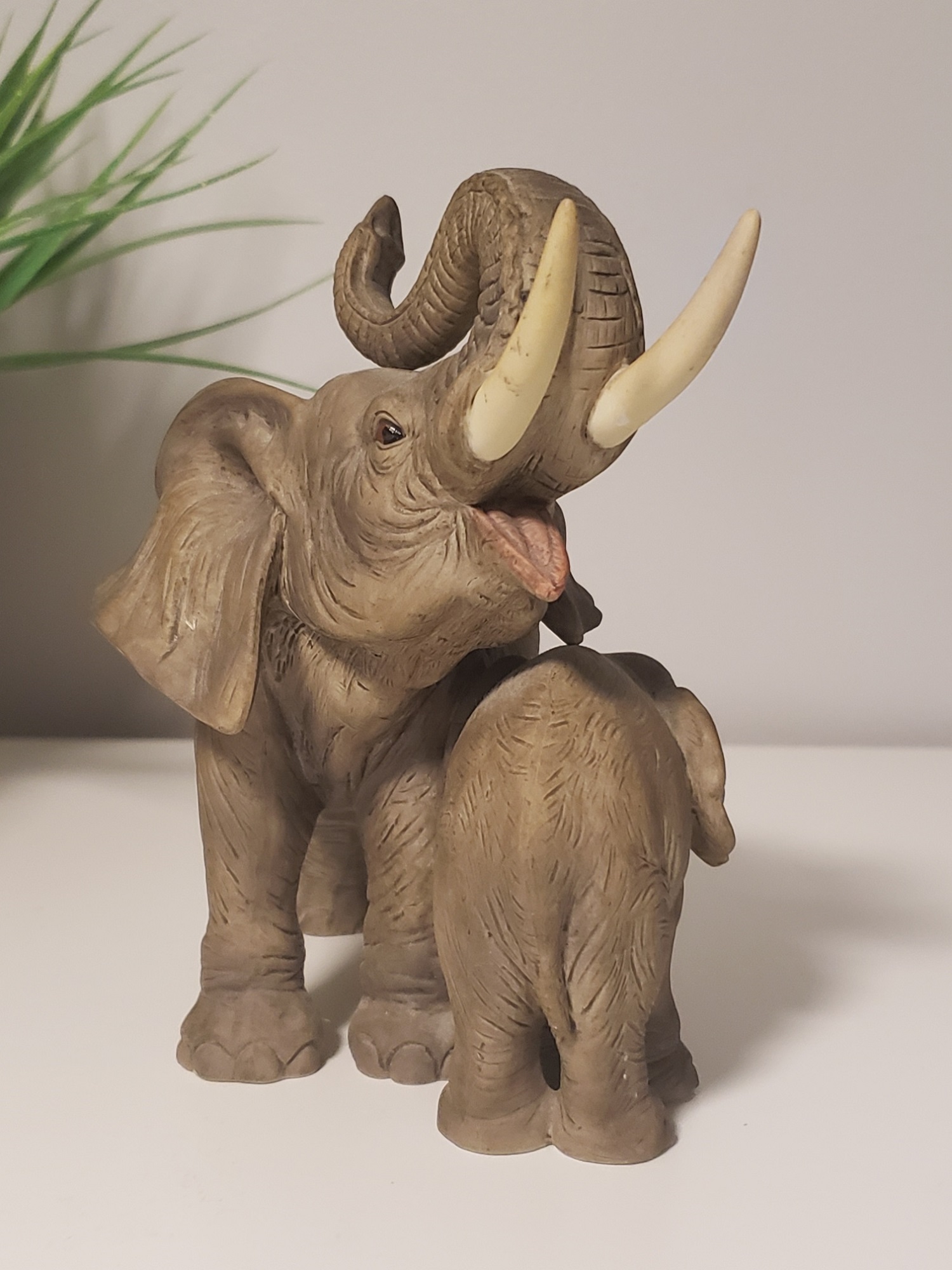 Vintage Andrea by Sadek 7870 Ceramic Trunk Up Mother & Calf Elephant ...