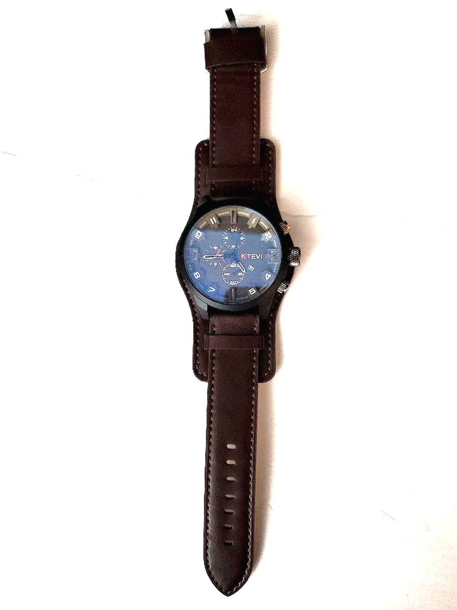 New Ktevi Mens Sports Watch Leather Brown Strap | Property Room