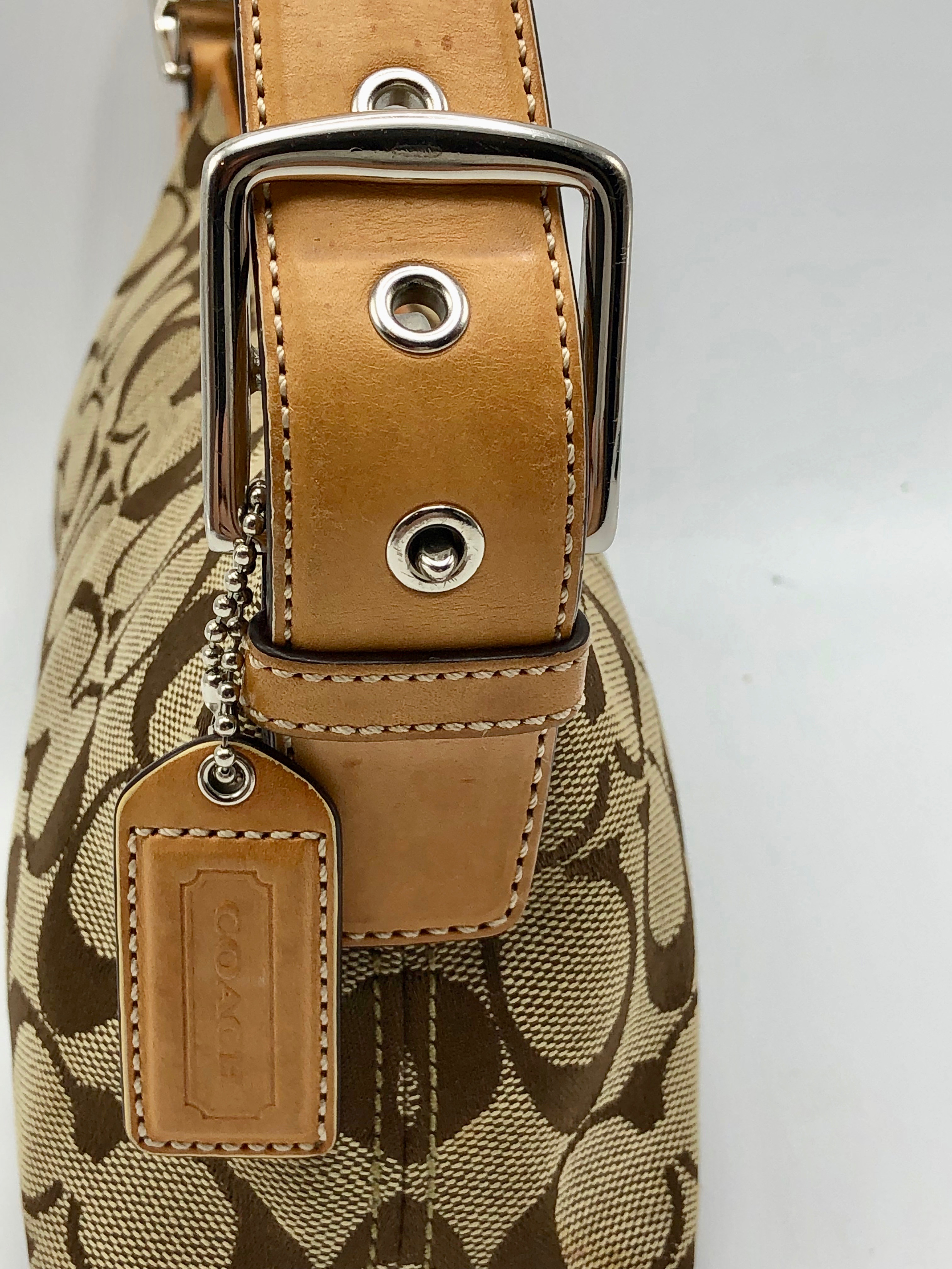 Coach Khaki/Camel East West Shoulder #6371 Brown Canvas Hobo Bag ...