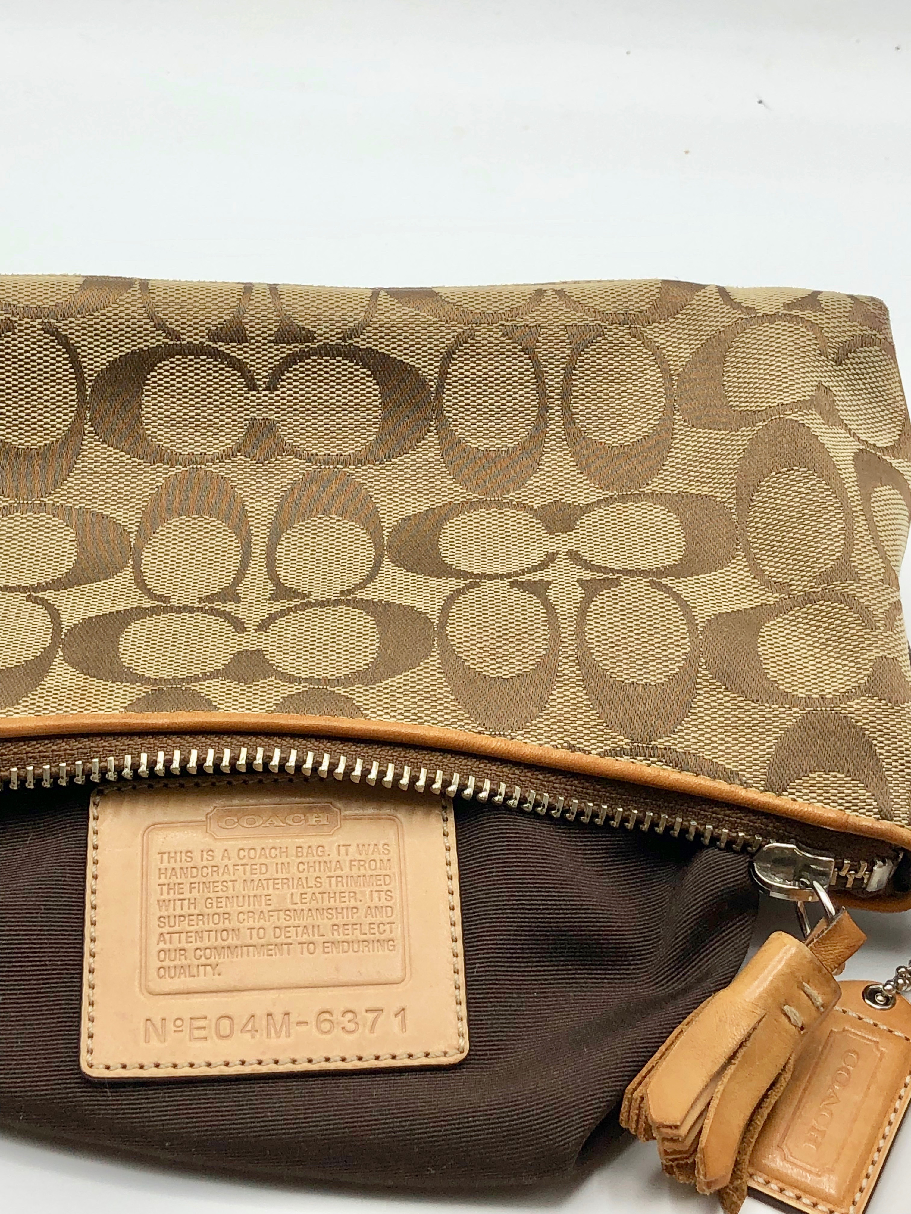 Coach Khaki/Camel East West Shoulder #6371 Brown Canvas Hobo Bag ...