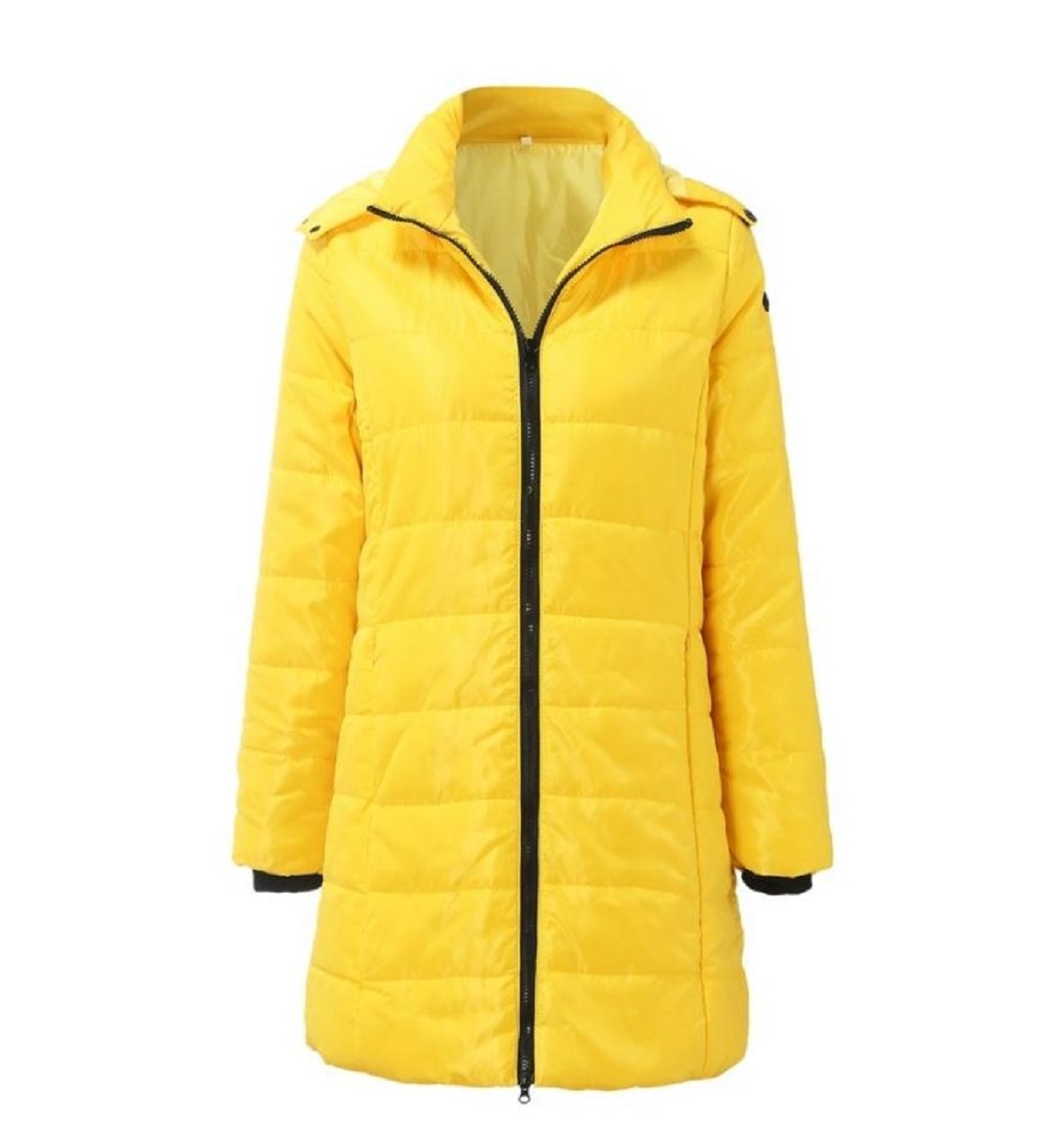 Women Casual Solid Detachable Hoodie Puffed Padded Jacket - Size M ...