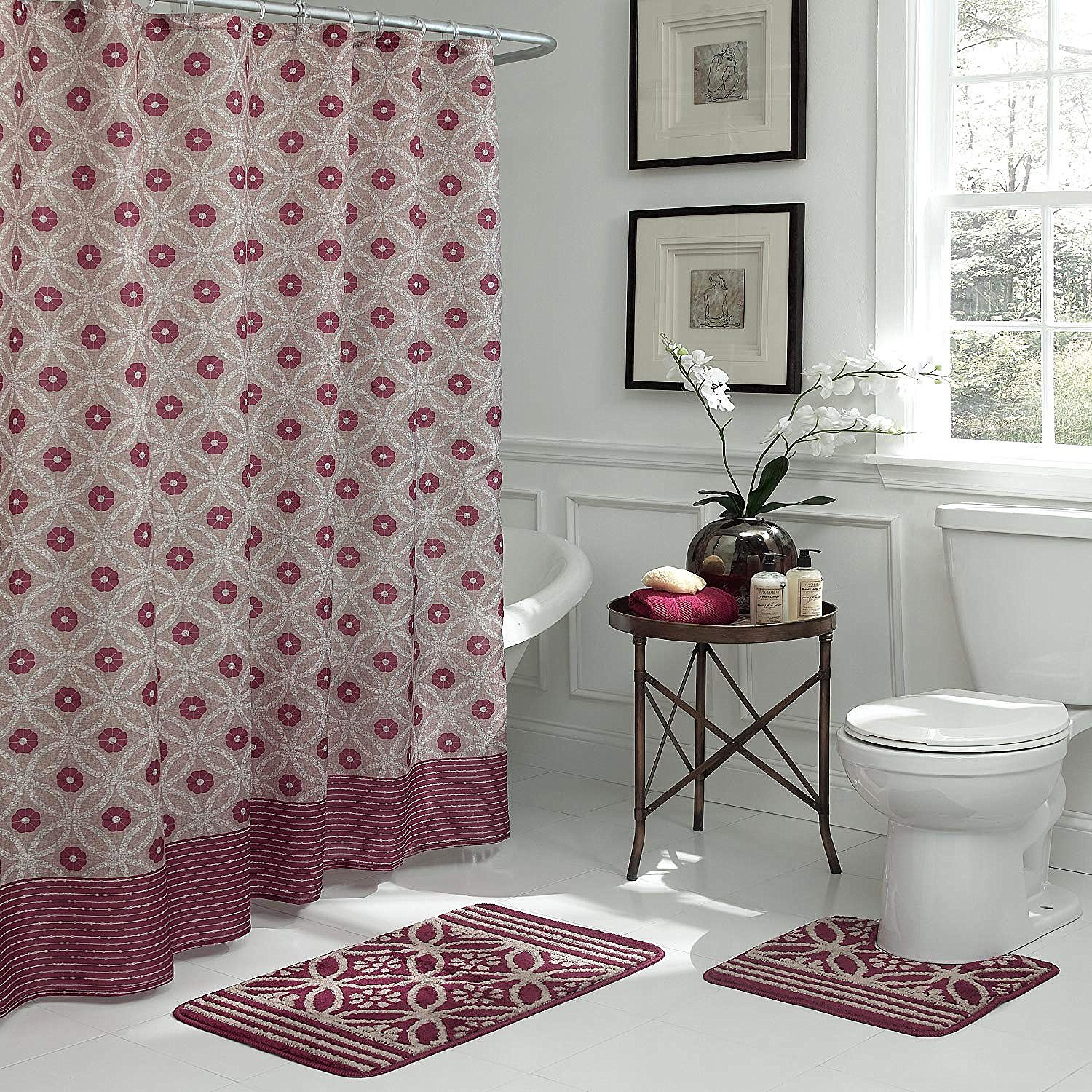 Bath Fusion Hartford Geometric 15-Piece Bath Set, Barn Red/Linen ...