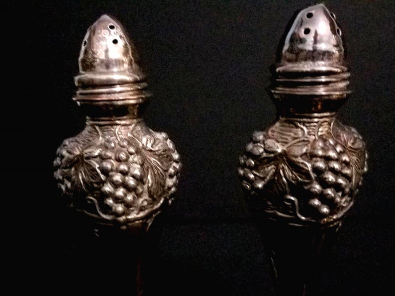 Vintage Ornate Victorian Salt and Pepper Shakers Silver Plate By Viking ...