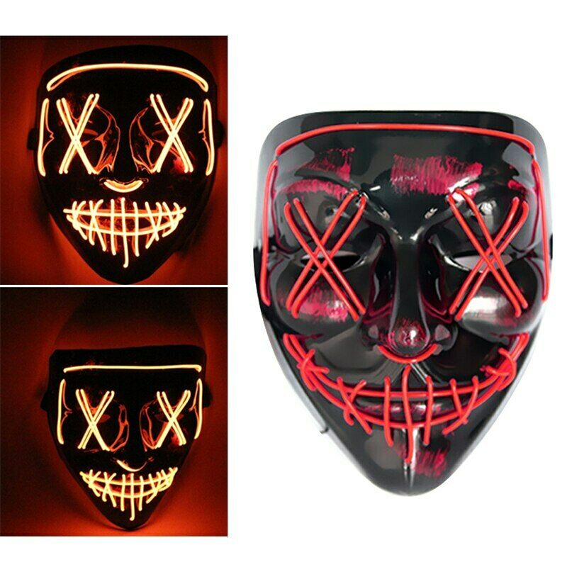LED Glow In The Dark Light Up Halloween Mask RED | Property Room