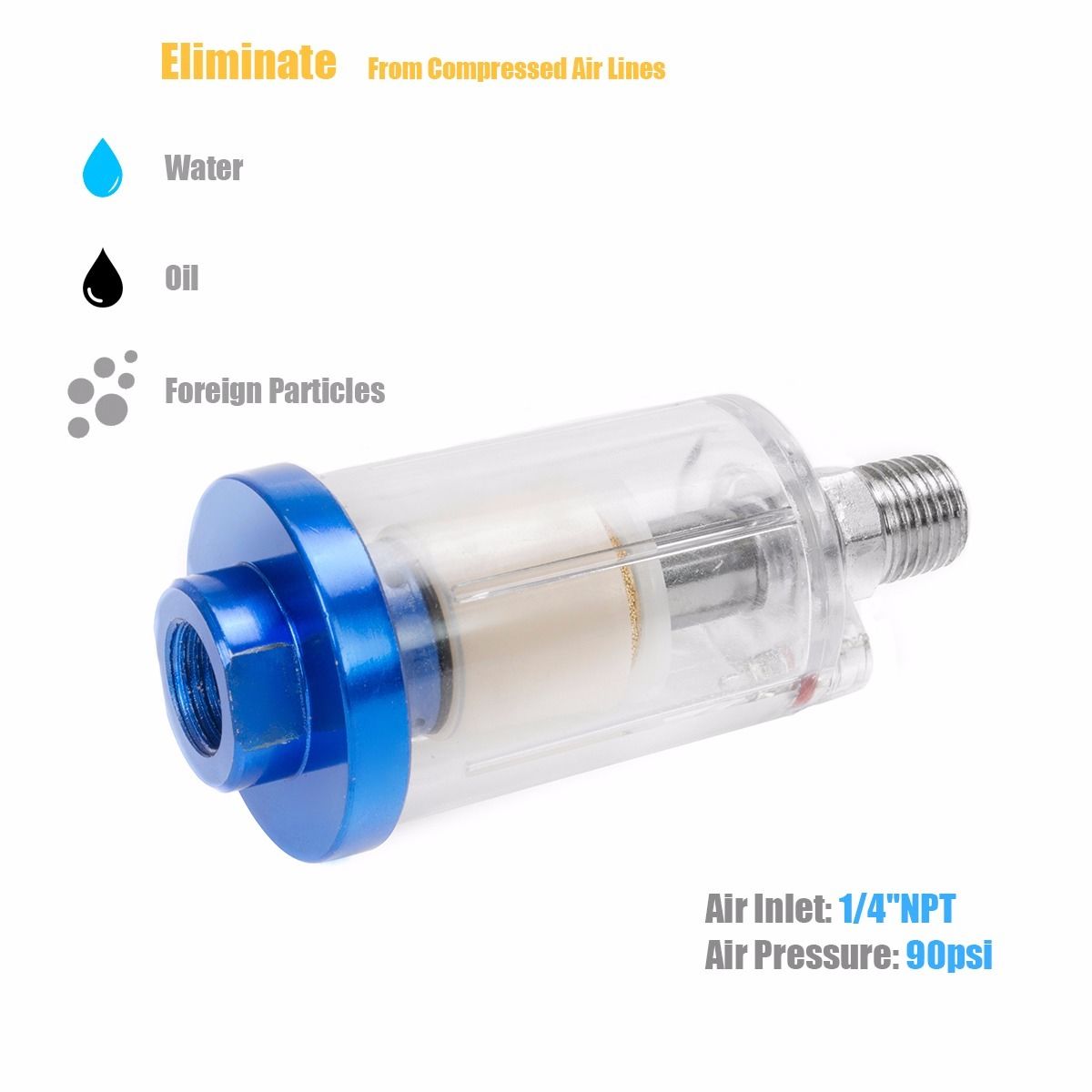 Oil Water Separator Trap Filter Pneumatic compressor Air Tools Paint ...