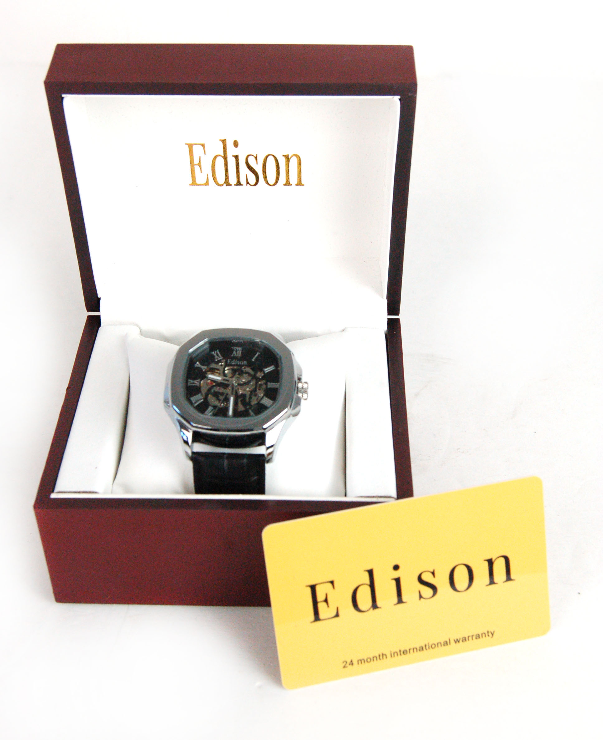 Men’s Automatic Edison Skeleton Dial & Genuine Black Leather Strap $750 ...