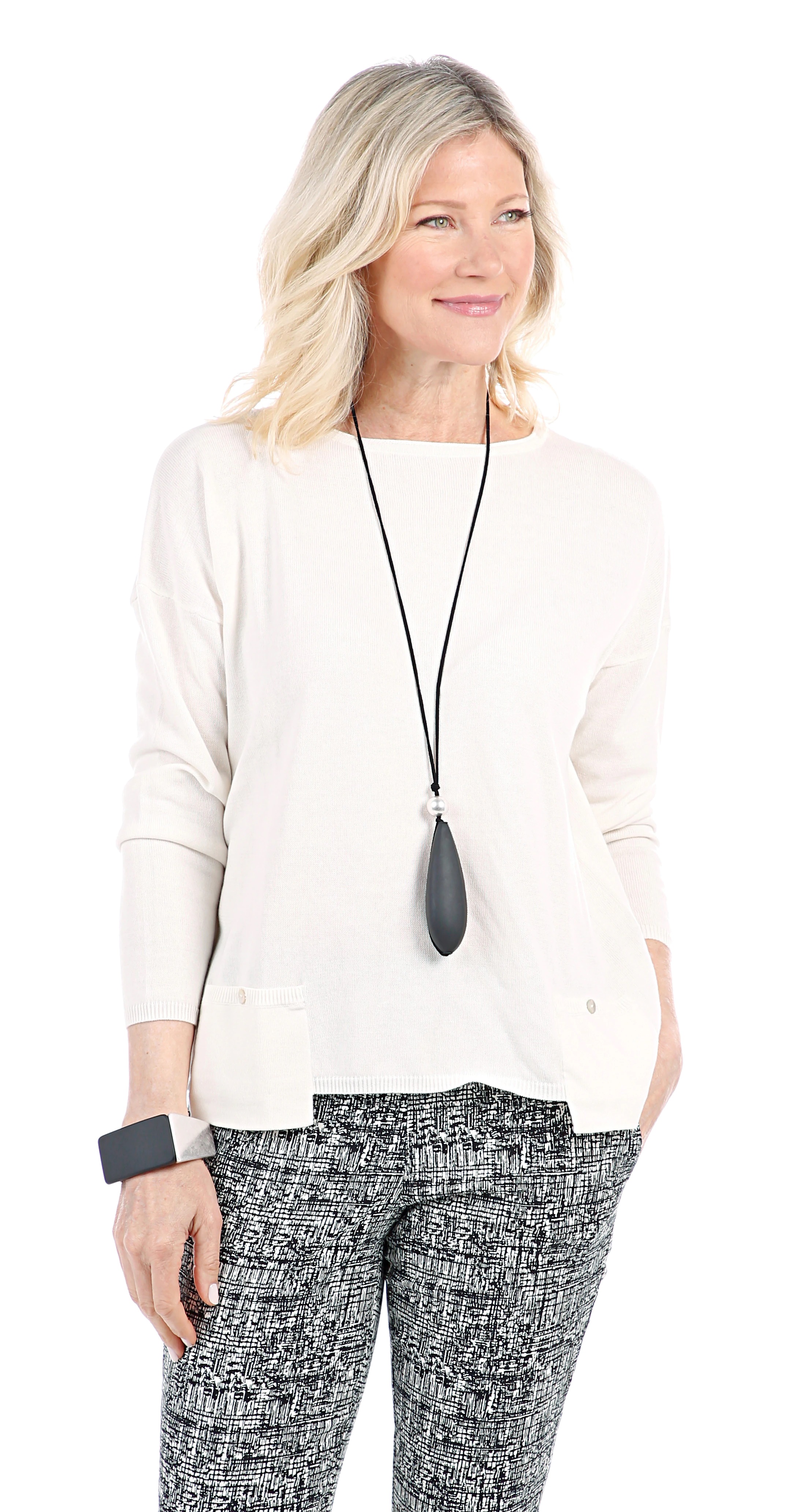 Marla Wynne Ladies Drop Pocket Easy Sweater, Canvas, Small, Retail: $90 ...