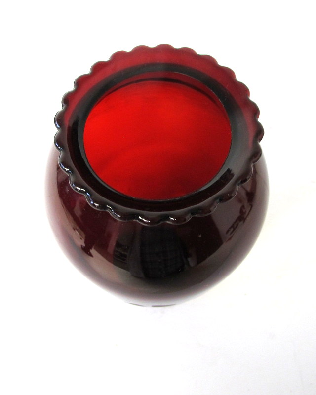 Vintage Ruby Red Vase with Sand Blasted Design | Property Room