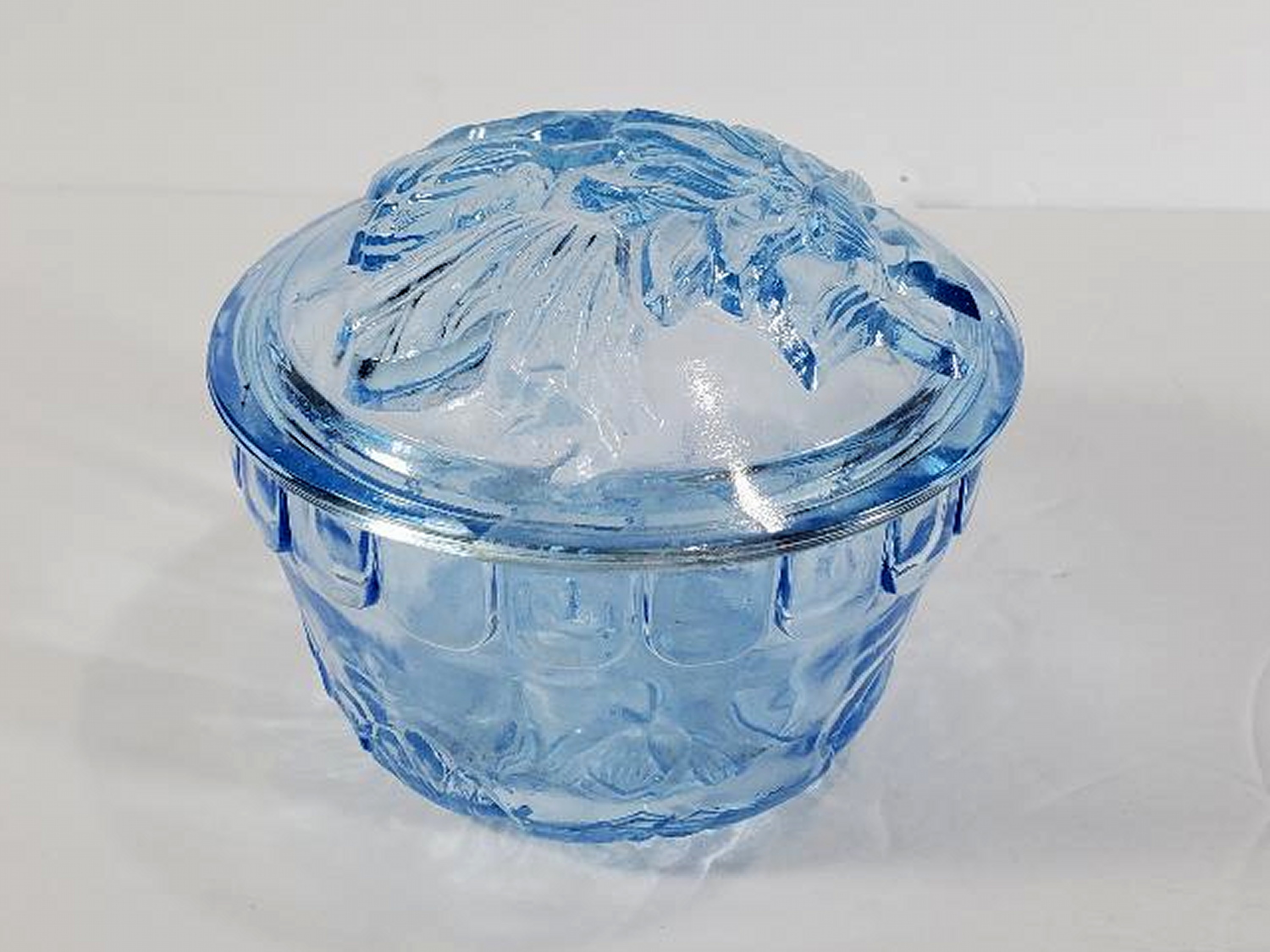 Vintage Blue Glass Candy Dish With Lid | Property Room