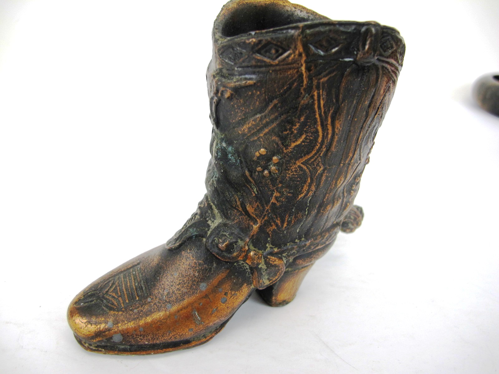 1940s Decorative Cowboy Boot - Spelter and Copper Finish | Property Room