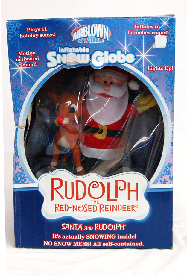 Christmas - Inflatable Light - Up Singing Santa and Rudolf Snow Globe | Property Room