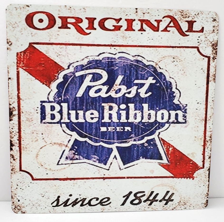 Vintage Looking Original Pabst Blue Ribbon Beer Metal Sign 12" x 12 ...