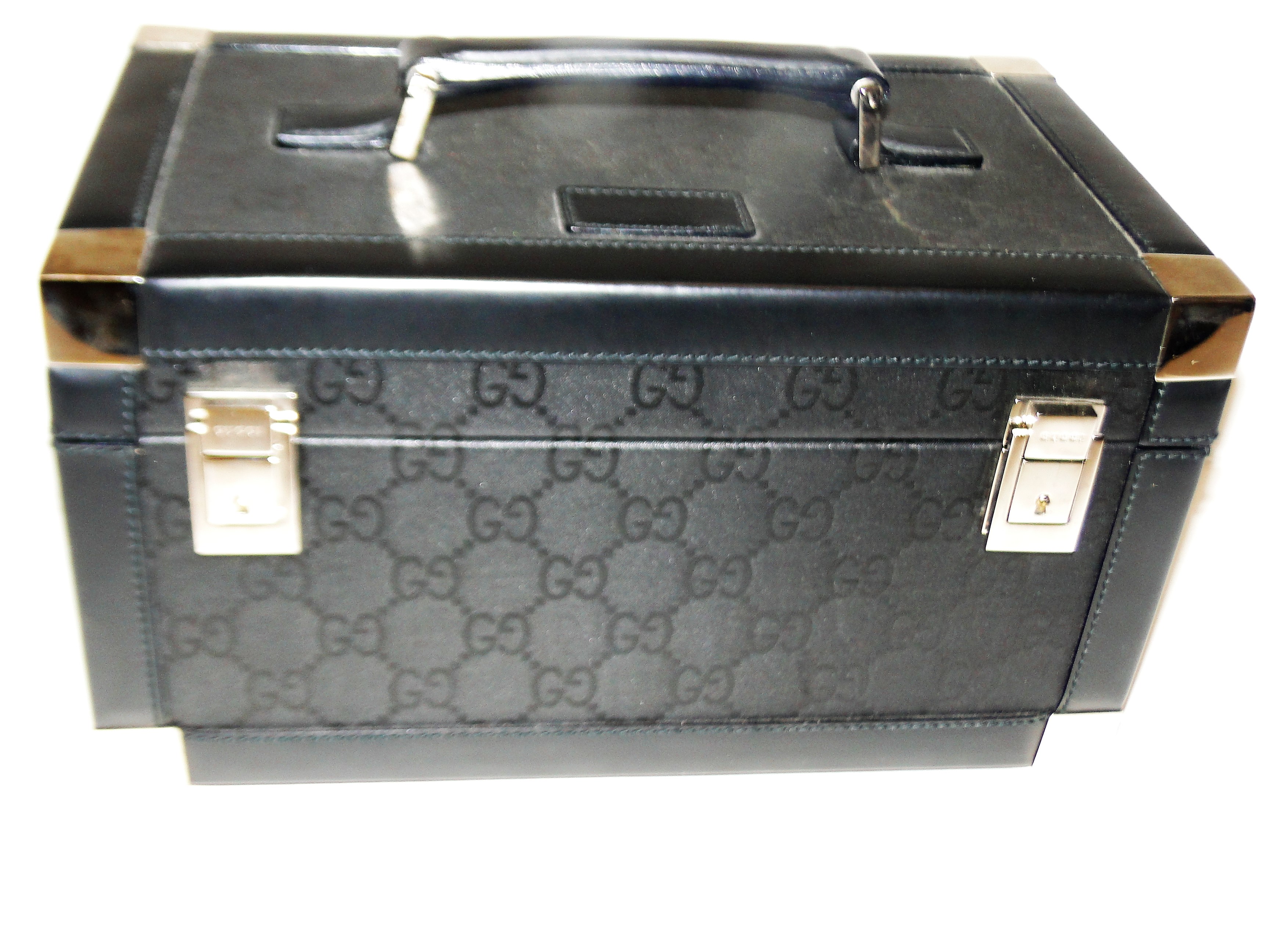 GUCCI Black Monogram and Leather Train Case, Cosmetic Travel Make Up ...