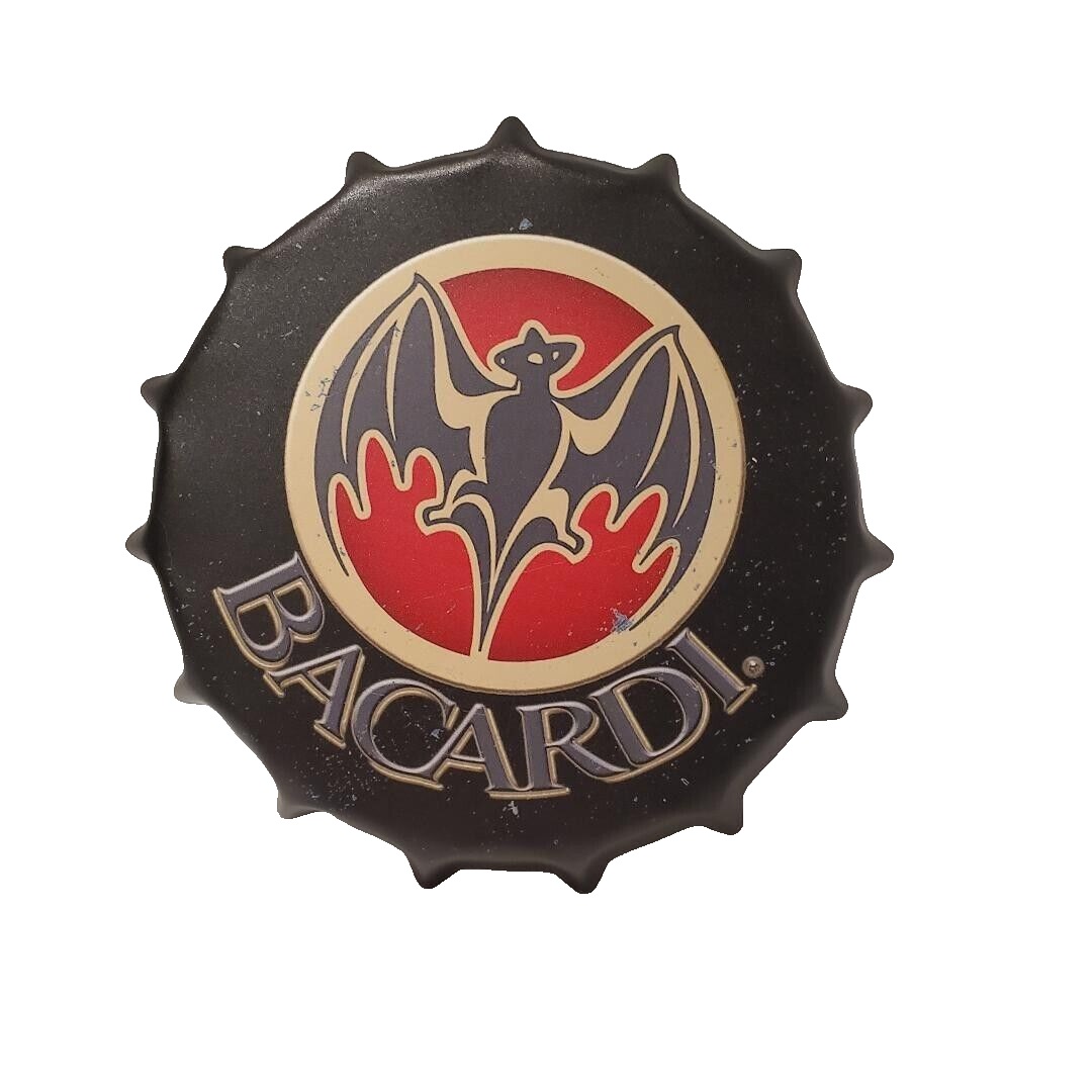 Bacardi 8" Diameter Retro Vintage Bottle Top Wall Display Metal Sign ...