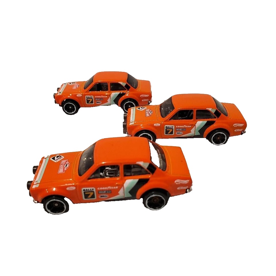 3 Pack Hot Wheels 70 Ford Escort RS1600 2014 Mattel Orange Rally #7 ...