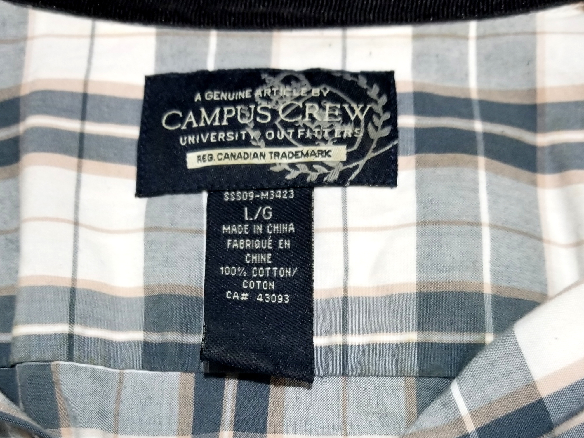 Campus Crew Mens L Button Up Short Sleeve Shirt | Property Room