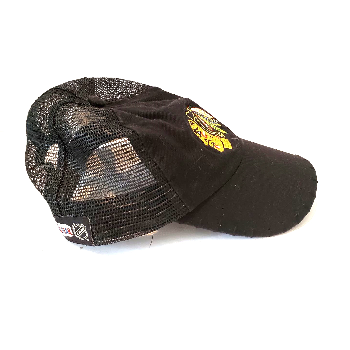 Vintage Black Hawks Snap Back Mesh Baseball Cap | Property Room