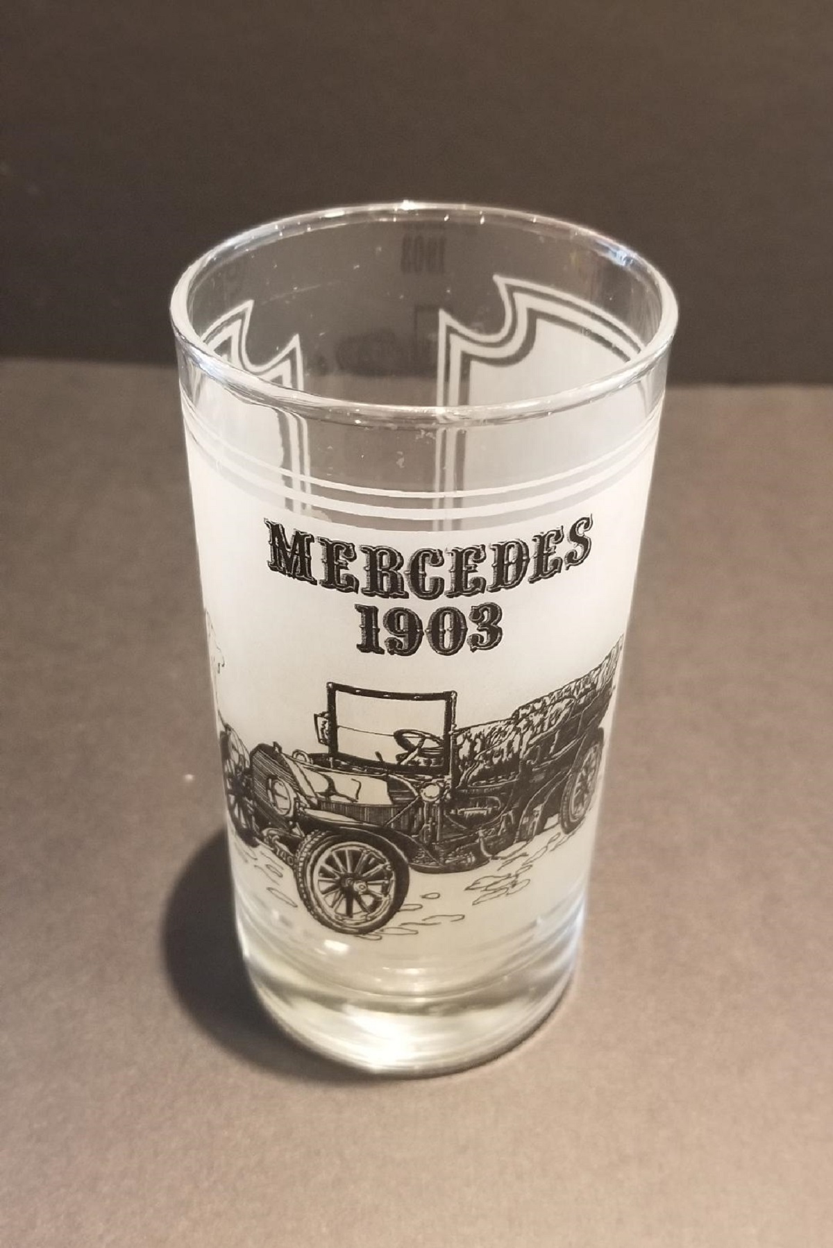 Vintage Frosted Glass 1903 Mercedes Antique Model Car Promotional Glass ...