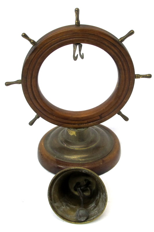 Vintage Ship's Wheel and Bell Decoration | Property Room