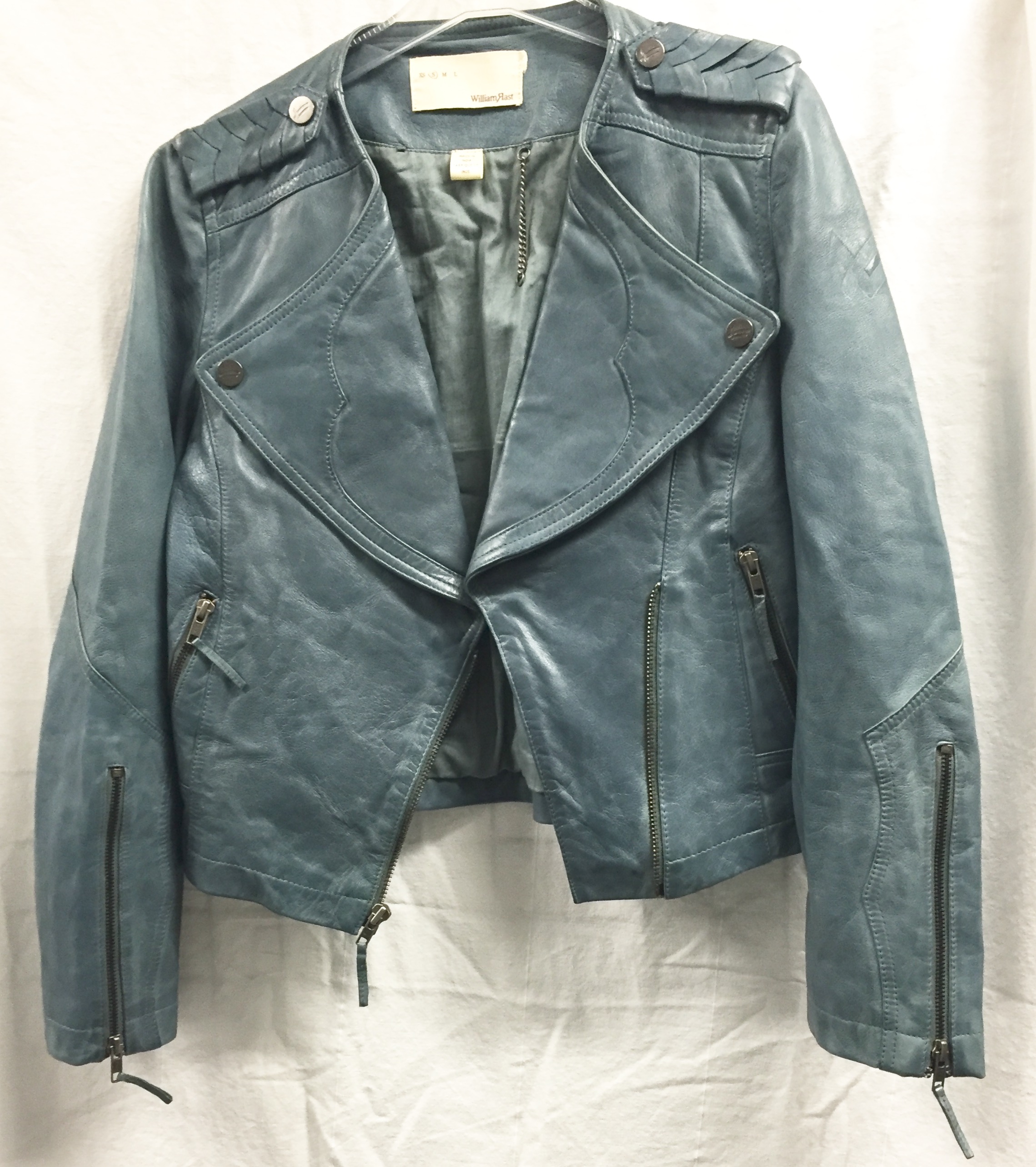 Womens William Rast Motorcycle Leather Jacket Teal Blue Small Retail ...
