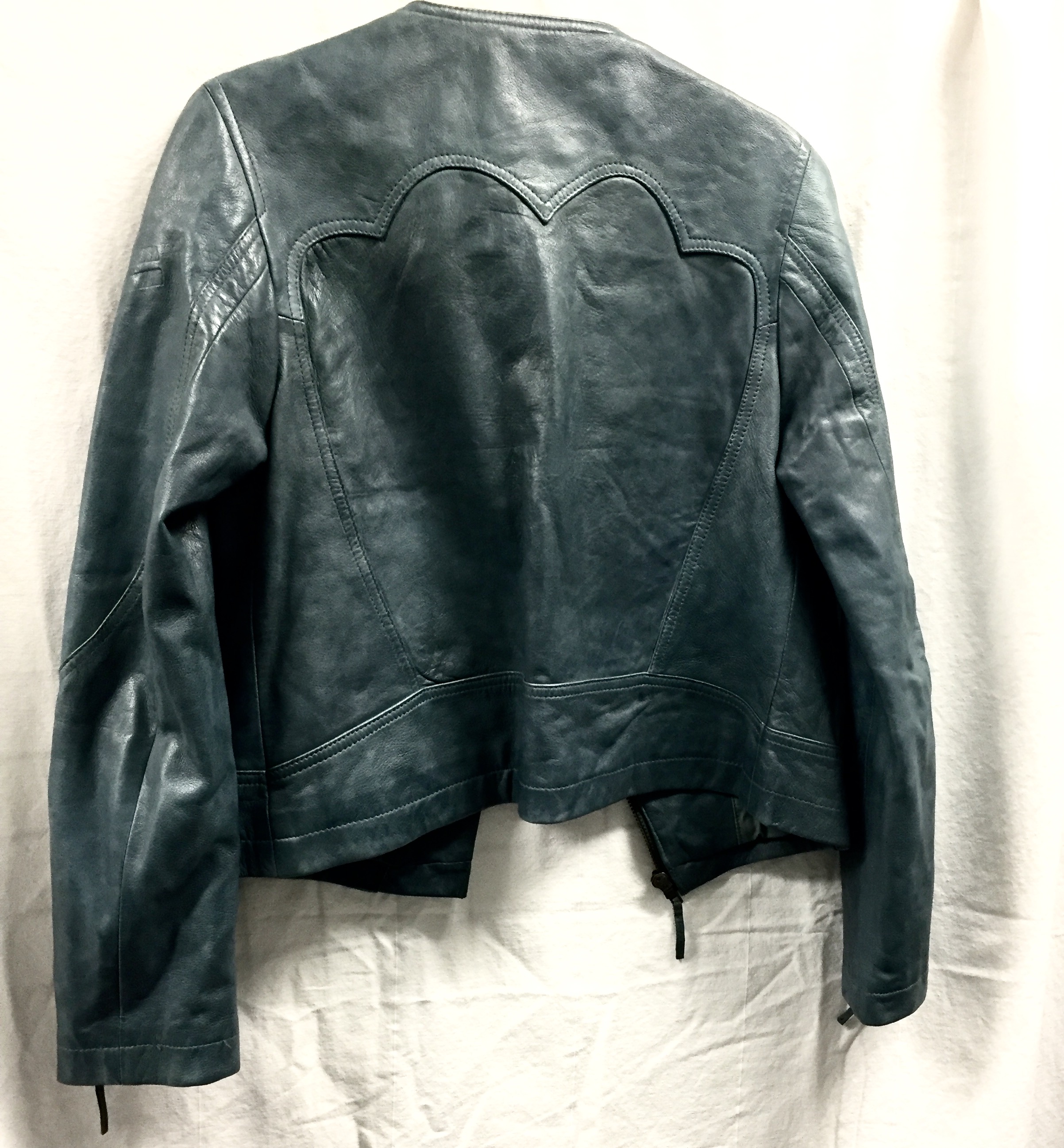 Womens William Rast Motorcycle Leather Jacket Teal Blue Small Retail ...