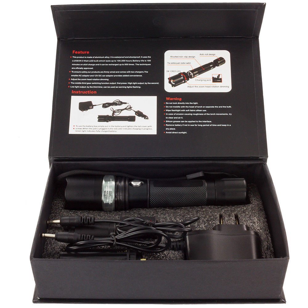 Military Grade Tactical Police Swat Heavy Duty 3W LED Rechargeable ...