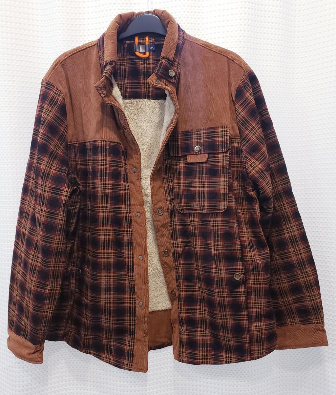 Men's Plaid Button Front Fleece Jacket Sz L | Property Room