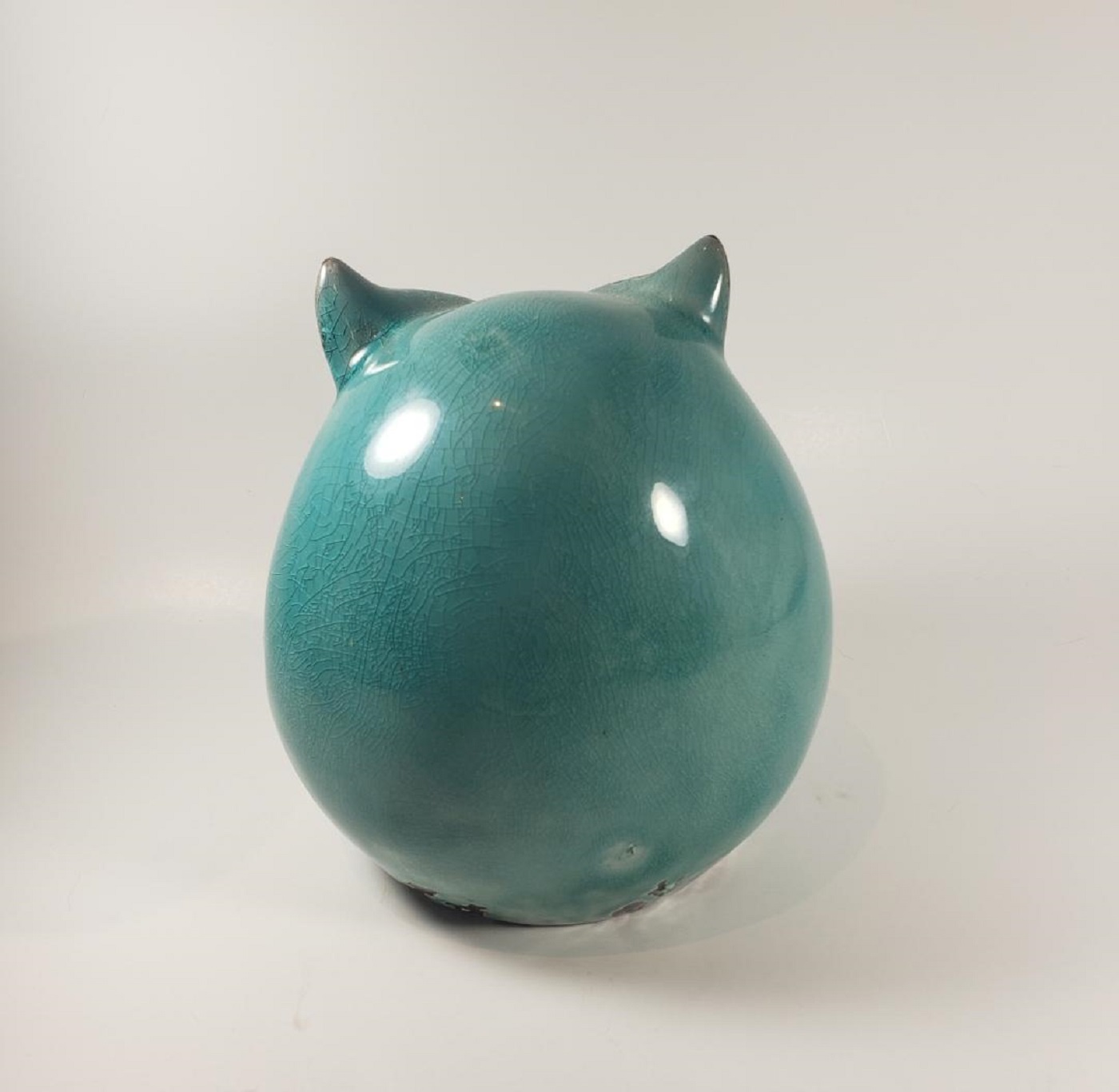 Handcrafted Ceramic Owl Statue Teal Blue | Property Room