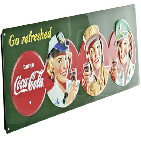 New Coca Cola Go Refreshed Military Beauties Tin Metal Sign WWII Wall ...