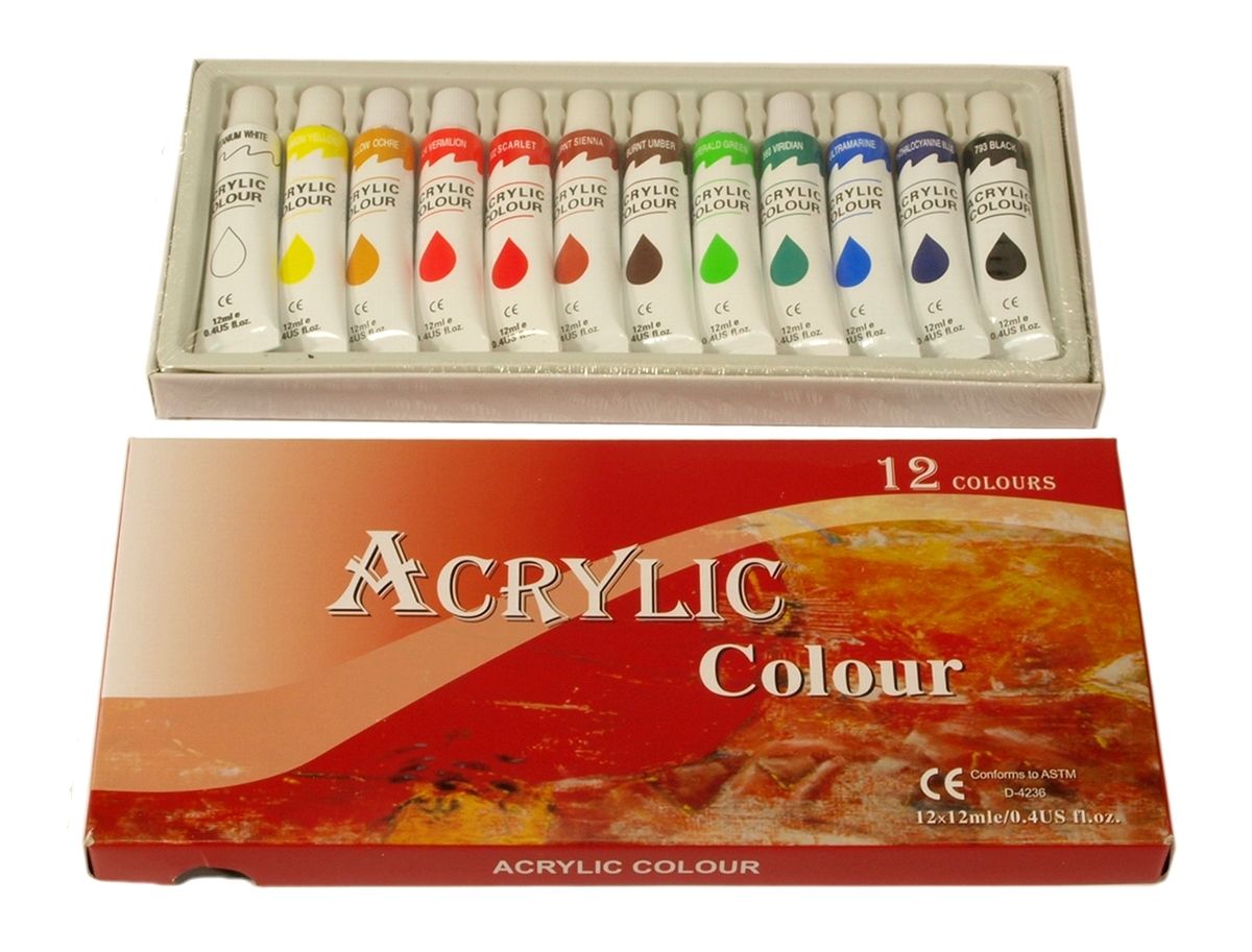 12 Colors Acrylic Paints 12 ml Each Rainbow Pigments | Property Room