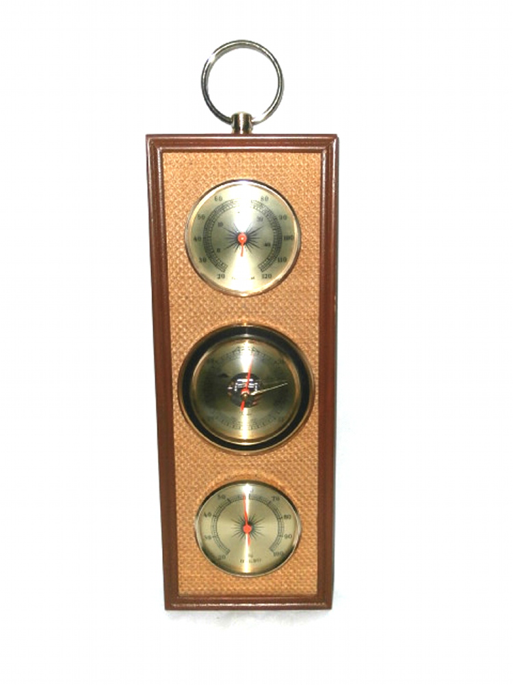 Vintage Barometer Weather Station – Brass Plates with Wood | Property Room