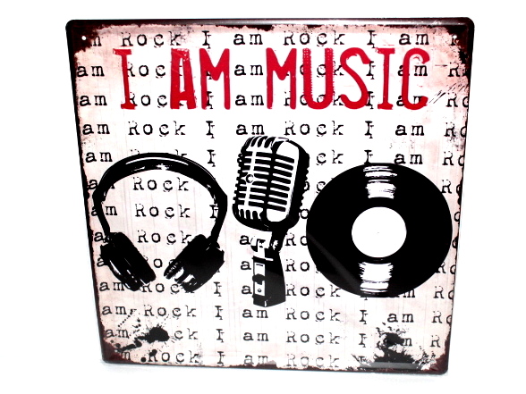 Vintage Looking I Am Music Metal Sign | Property Room